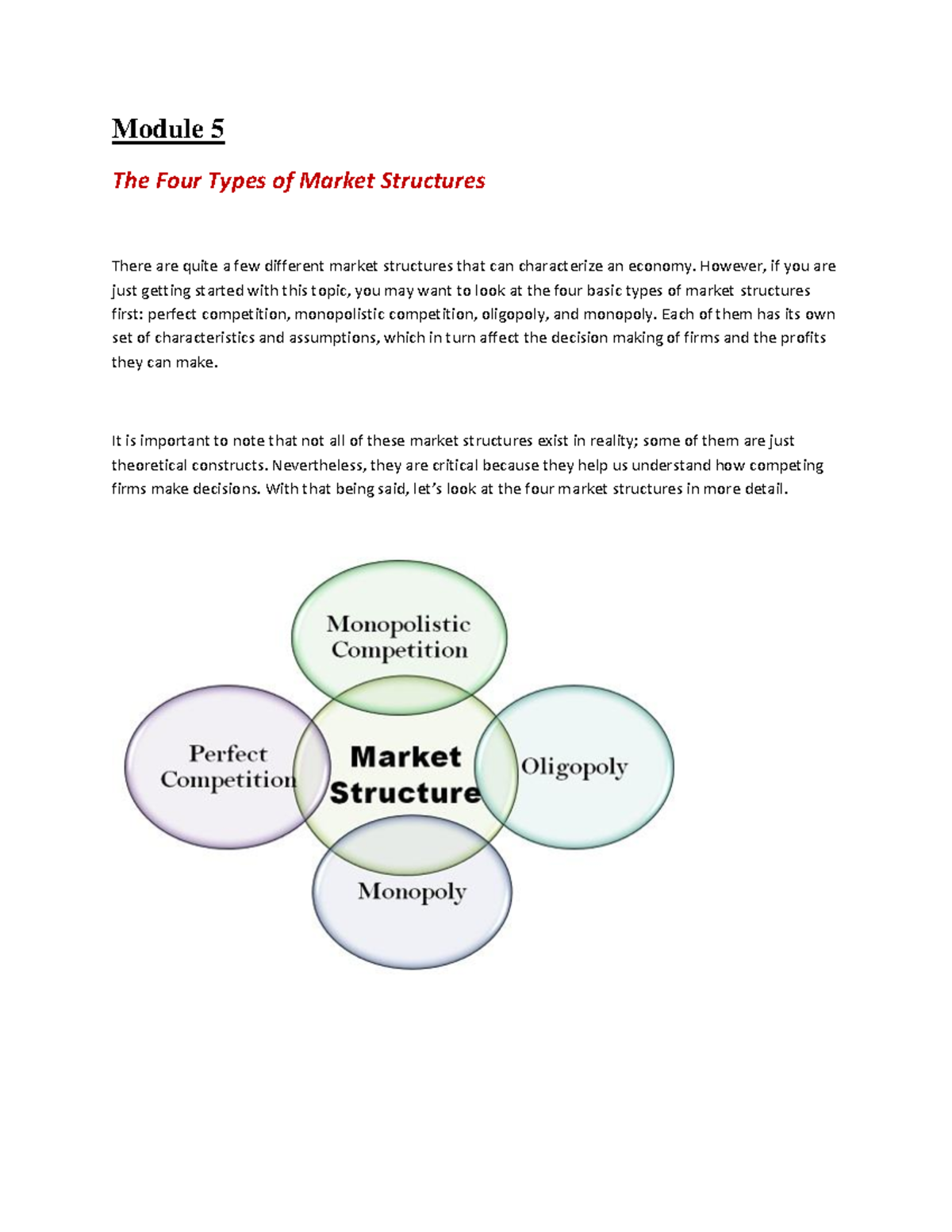 Module 5- first sem WPS Office - Module 5 The Four Types of Market ...