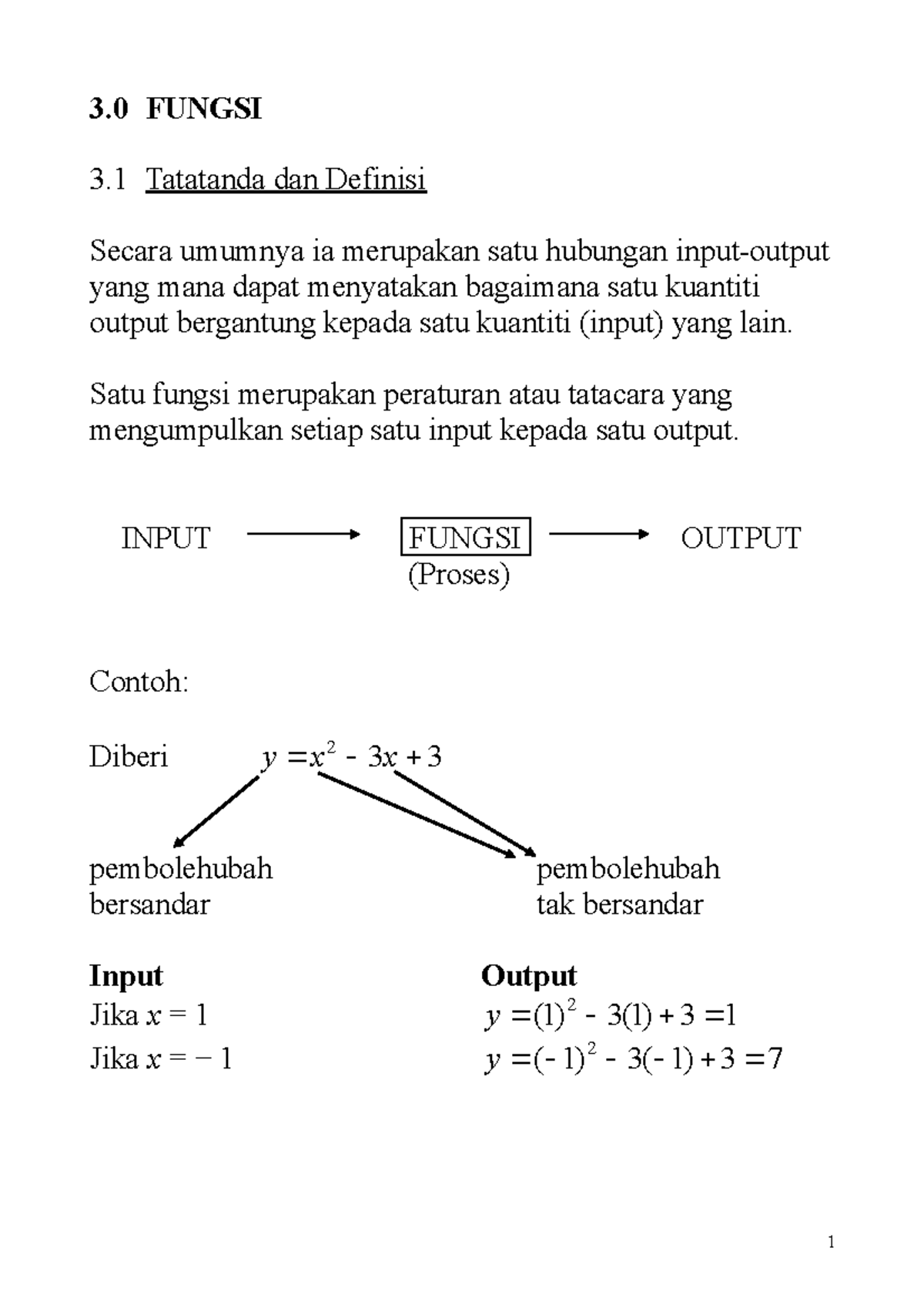 3.0 Fungsi (Kuadratik) - 3 FUNGSI 3 Tatatanda dan Definisi Secara ...