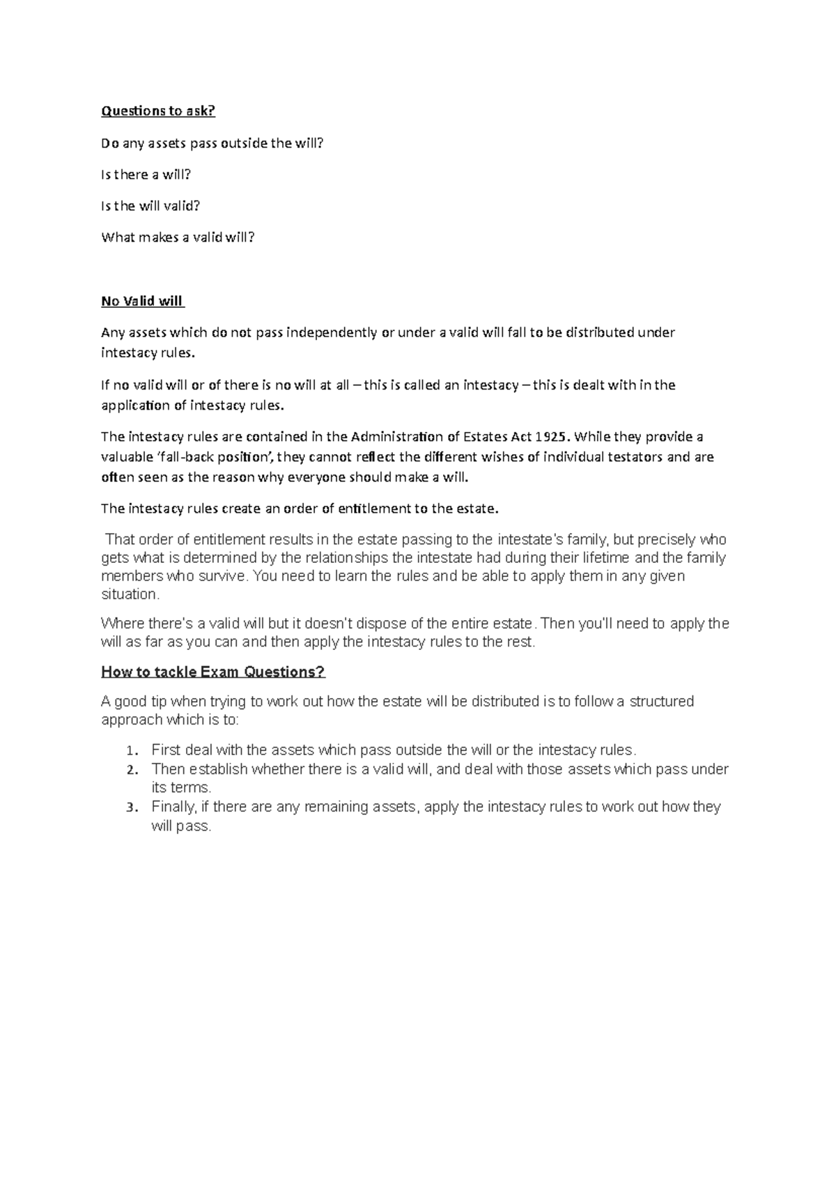 Wills Revision 12 - Questions to ask? Do any assets pass outside the ...