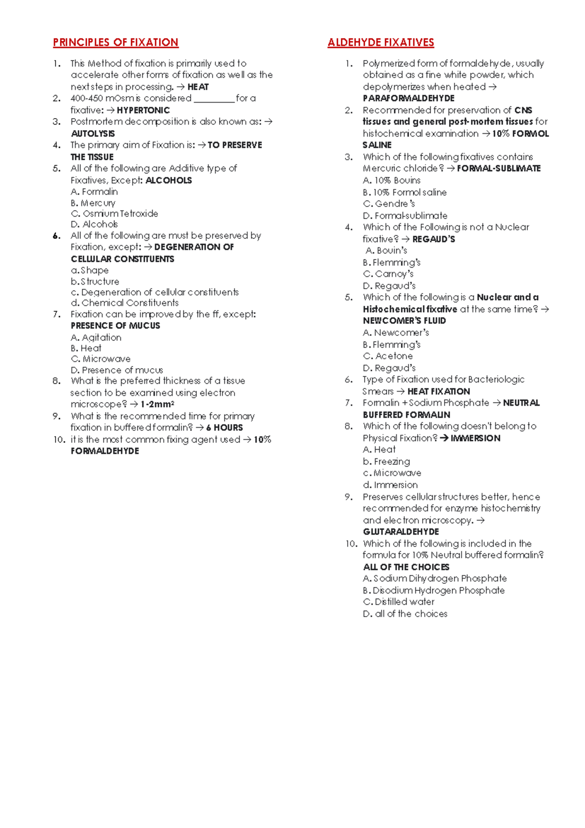 Histopath Modules P2 - Lecture - PRINCIPLES OF FIXATION This Method of ...