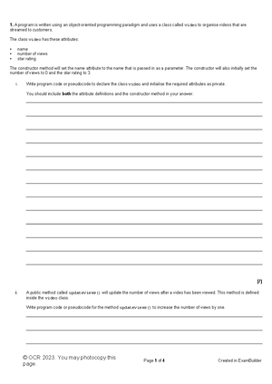 Computer Science - A2 - A Level - Sixth Form (A Levels) - Studocu