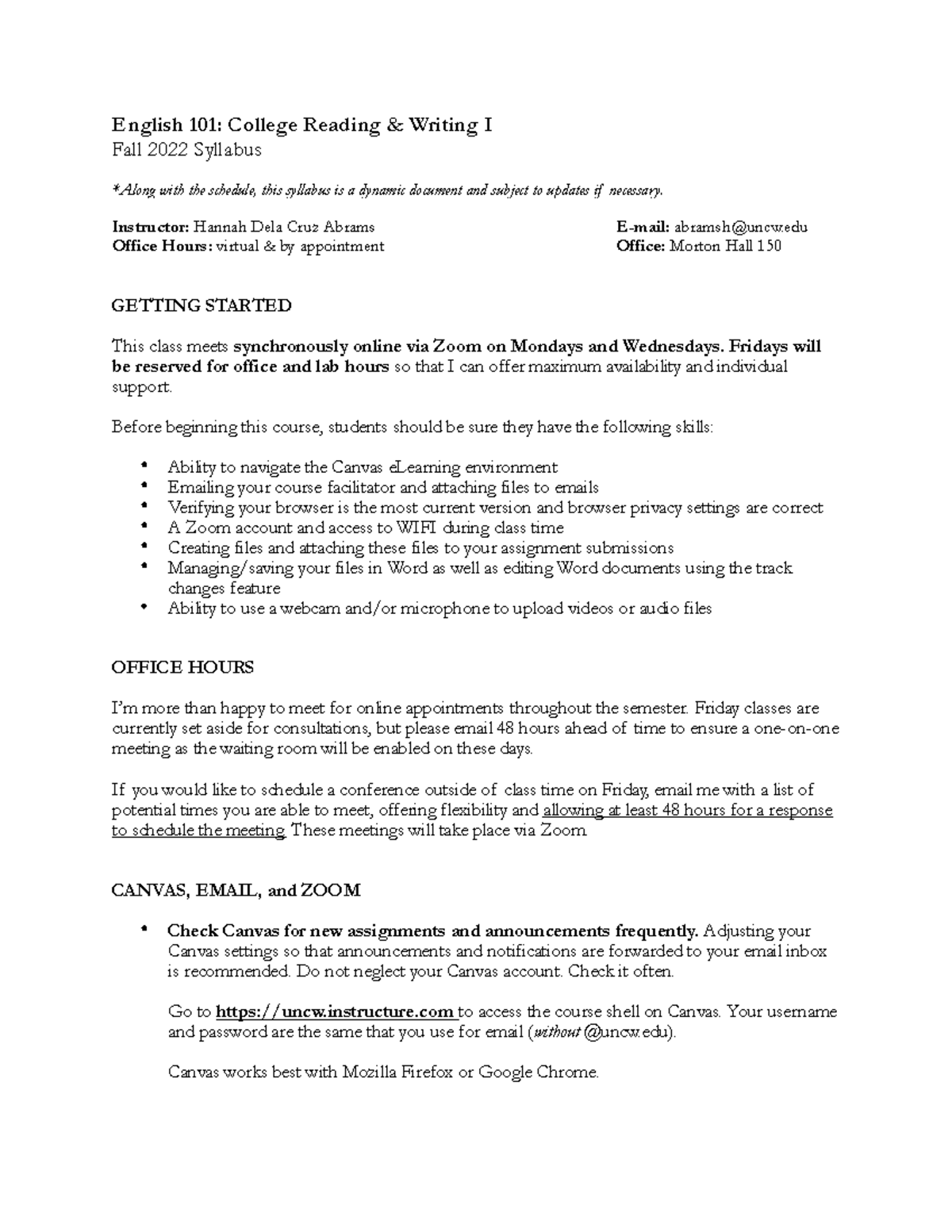 ENG 101 Syllabus F22 , hda-2 - English 101: College Reading & Writing I ...