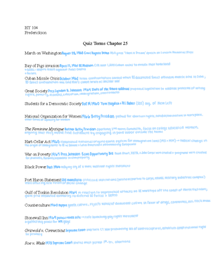 HY 103 study guide - midterm - Fall 2022 - HY 103 study guide - Mid ...