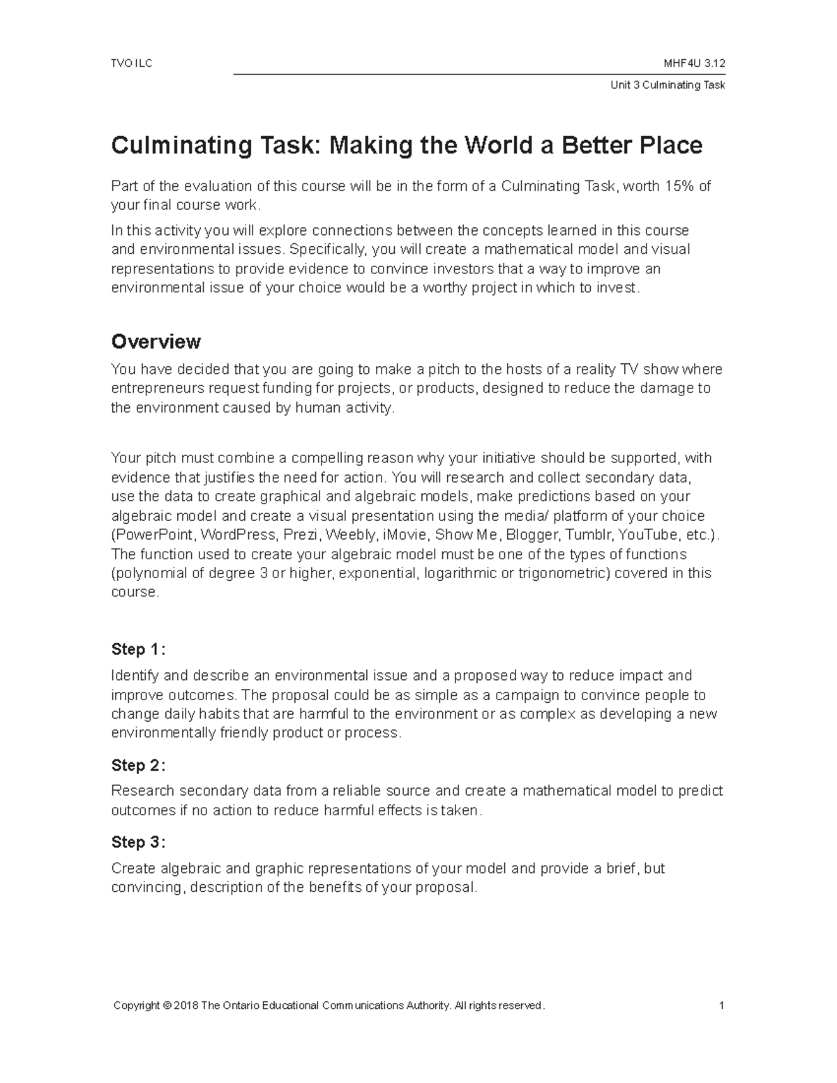 Culmin - maoshym - Unit 3 Culminating Task Culminating Task: Making the ...