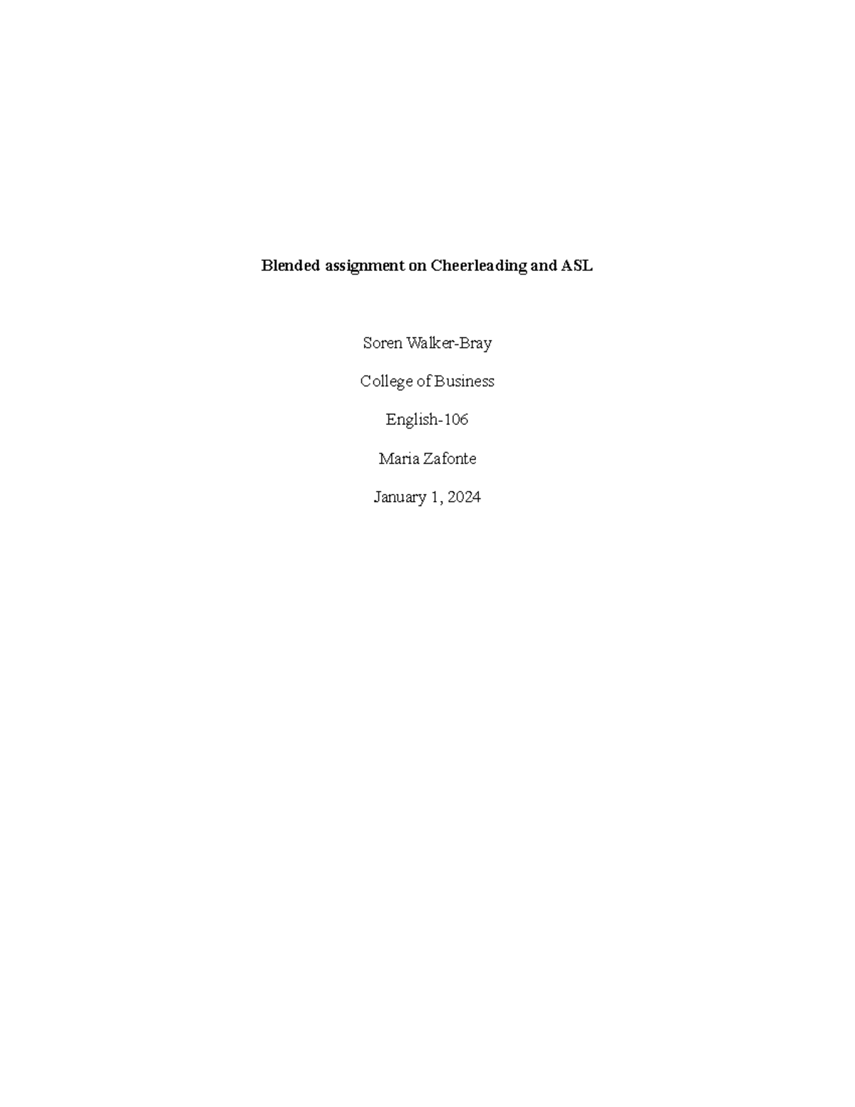 Blended assignment on Cheerleading and ASL - ENG-105 - Studocu