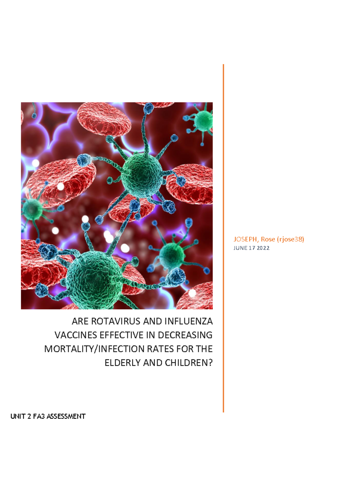 FA3 research investigation final - ARE ROTAVIRUS AND INFLUENZA VACCINES ...
