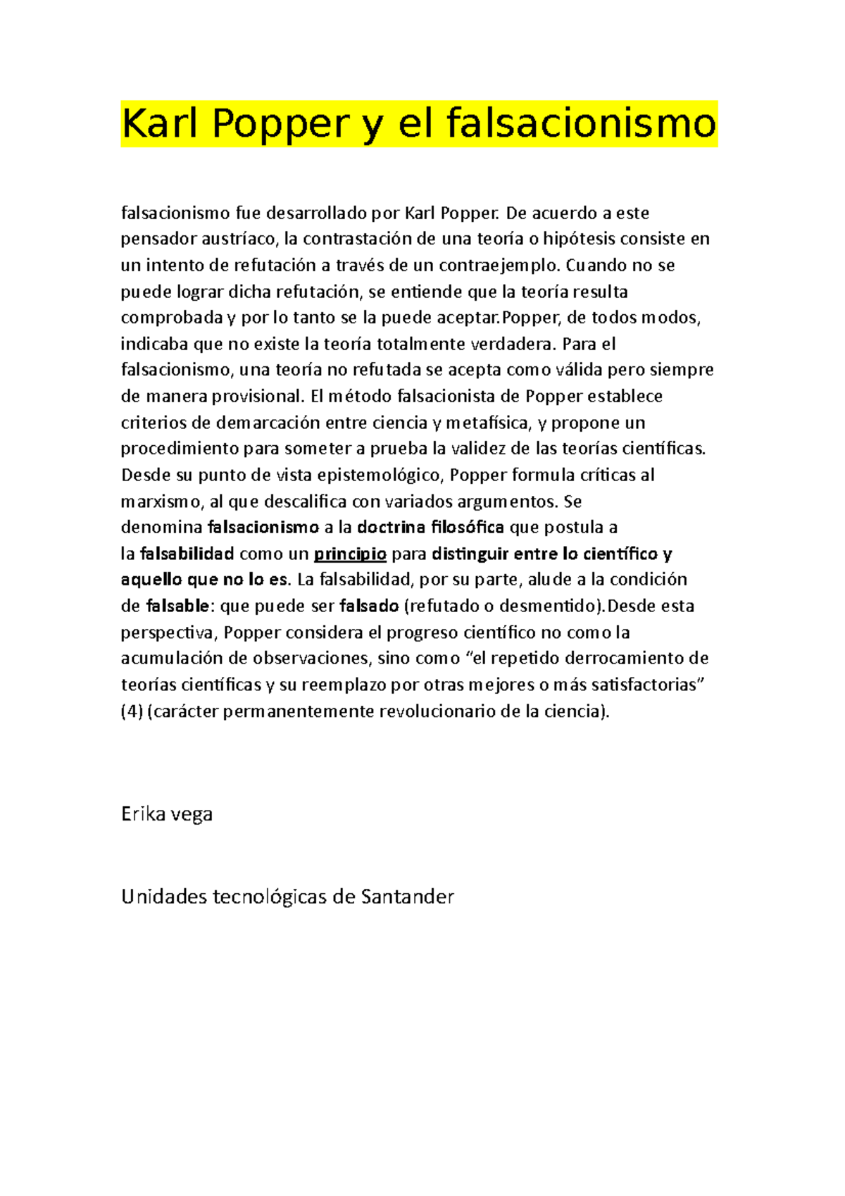 Erika vega epistemología - Karl Popper y el falsacionismo falsacionismo ...