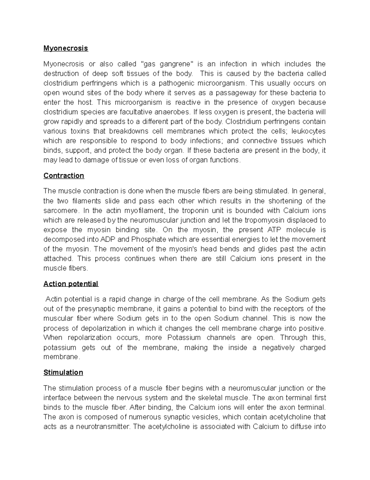Essay Muscular System. - Myonecrosis Myonecrosis or also called "gas ...