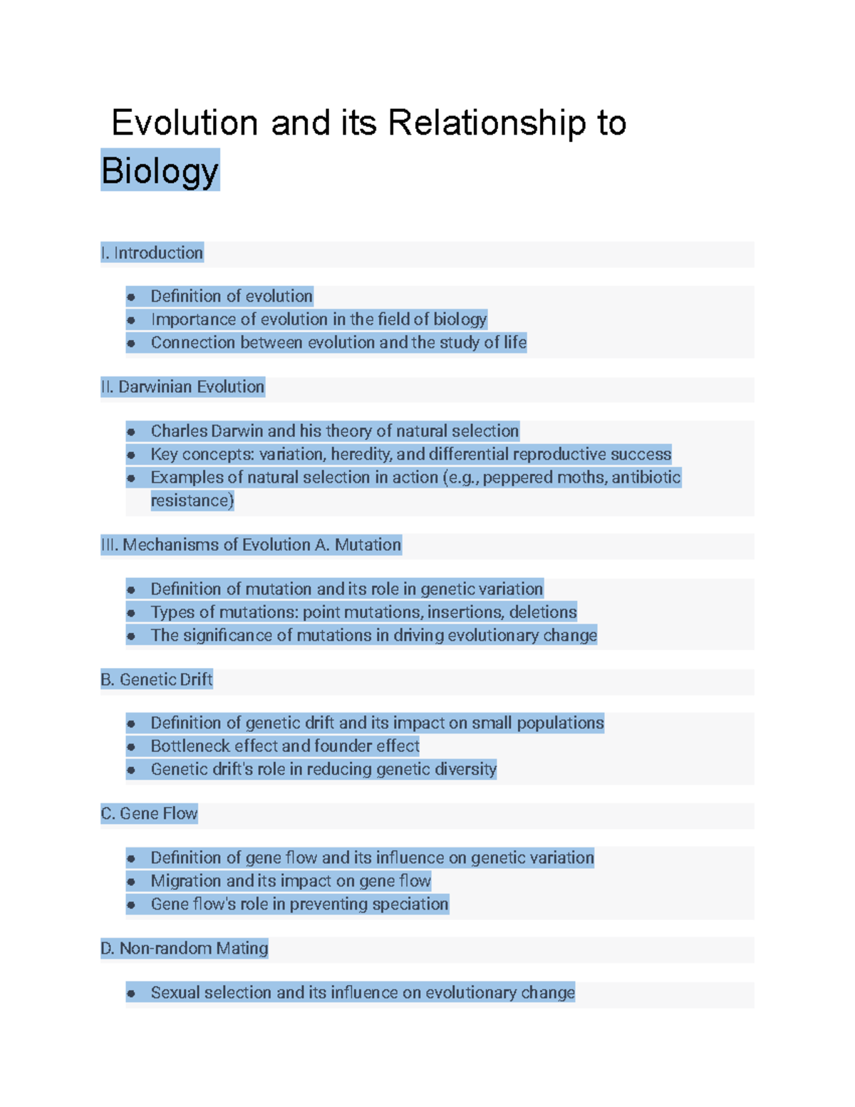 Evolution and its Relationship to Biology - Introduction Definition of ...