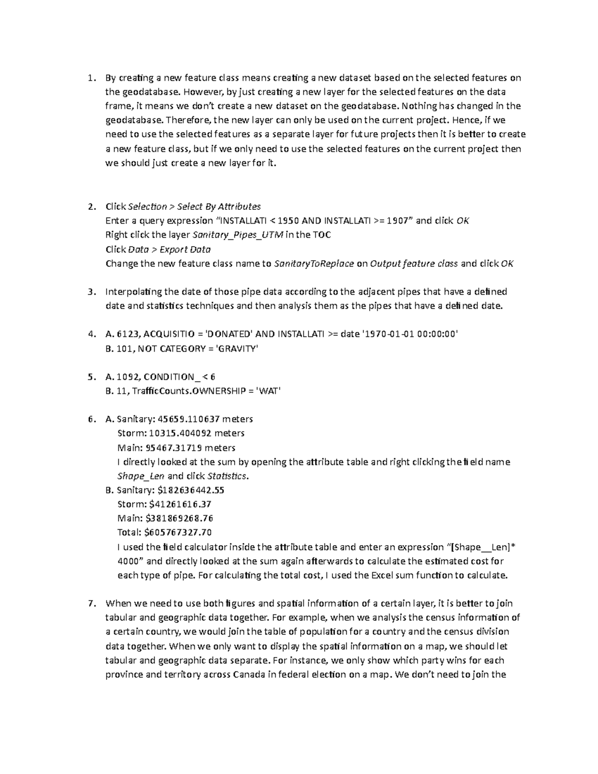 Lab3 - GEOG 281 Assignment Answer - By creating a new feature class ...