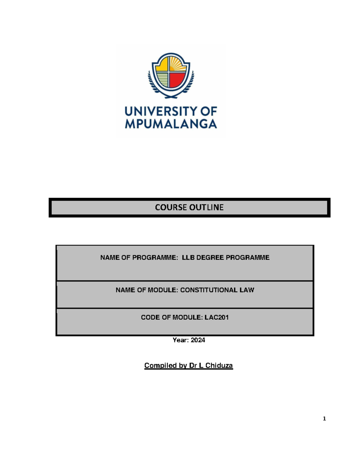 Kncylngpfdcnkogrnvh - COURSE OUTLINE NAME OF PROGRAMME: LLB DEGREE ...