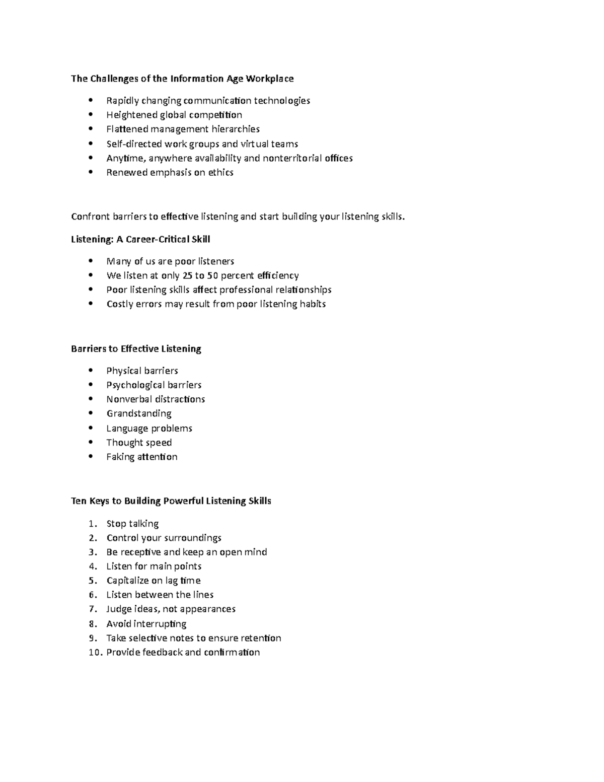 Lecture Notes 1 - The Challenges of the Information Age Workplace ...