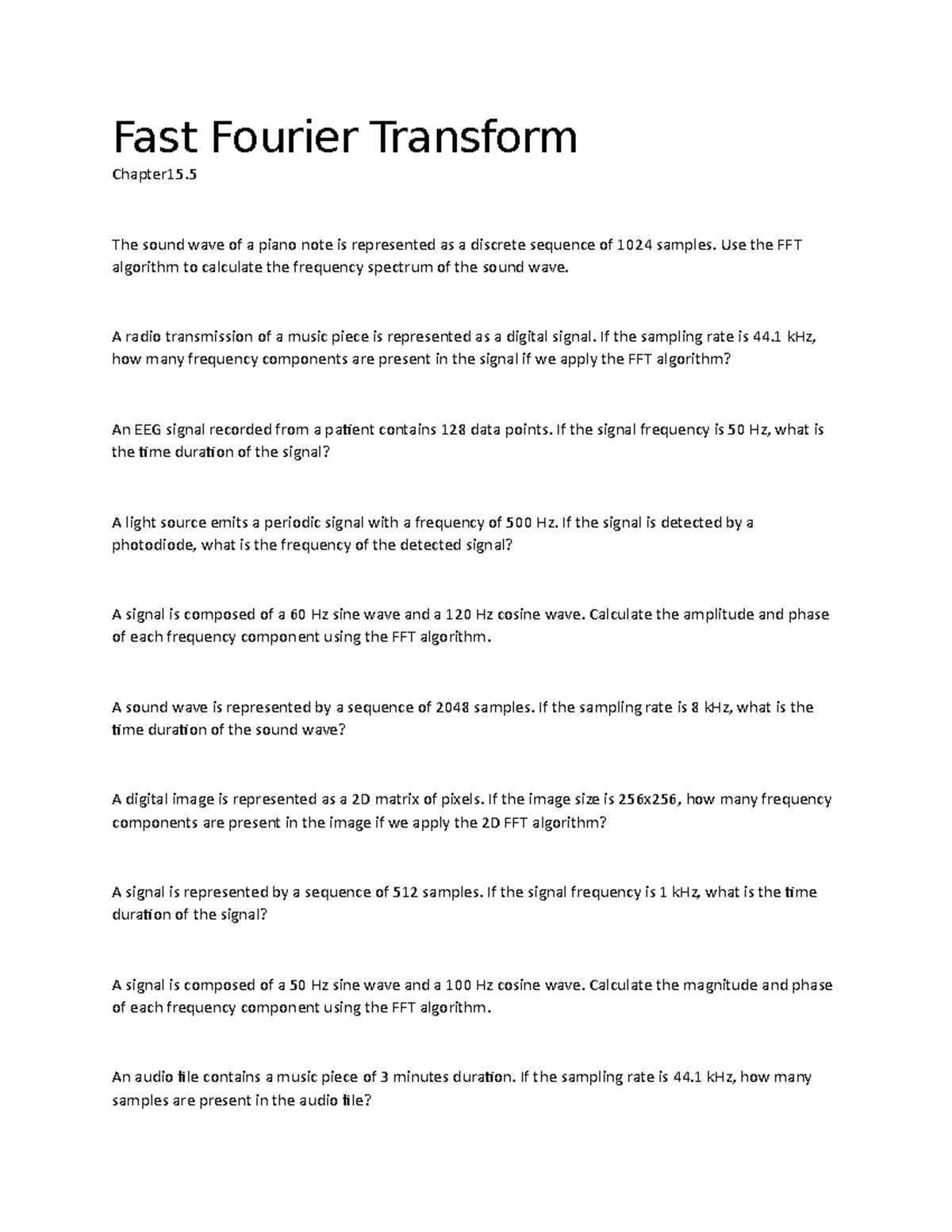 Fast Fourier Transform - The sound wave of a piano note is represented ...