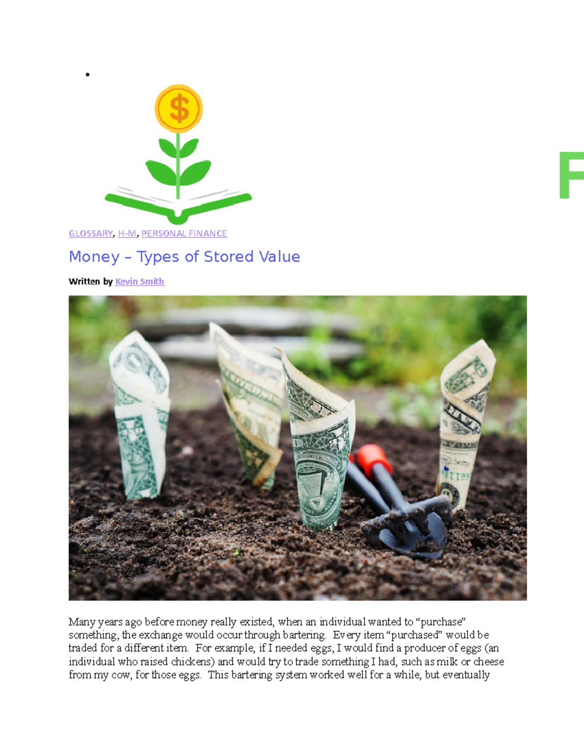 Money - Financial Literacy Notes - GLOSSARY, H-M, PERSONAL FINANCE ...