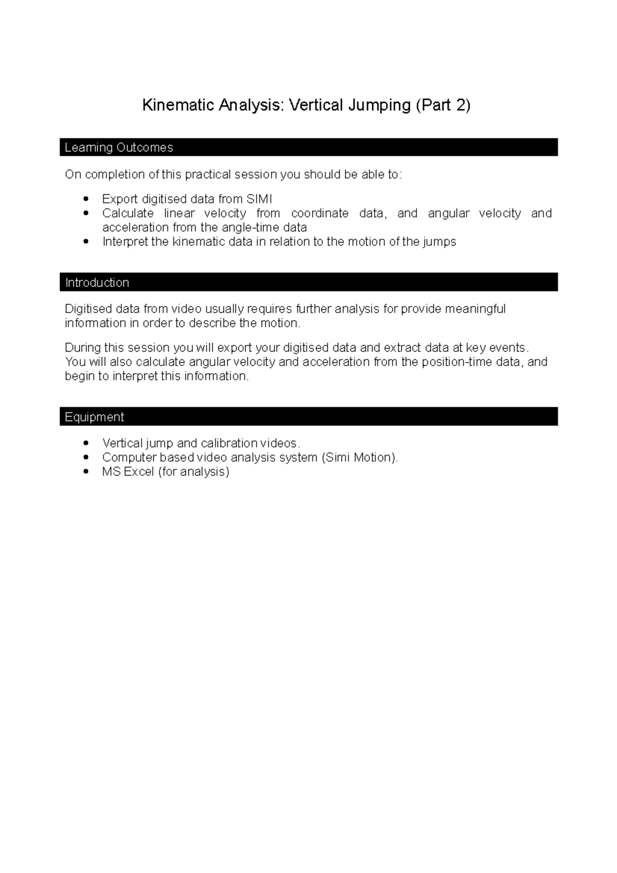 Vertical jump kinematic analysis 2 - Kinematic Analysis: Vertical ...