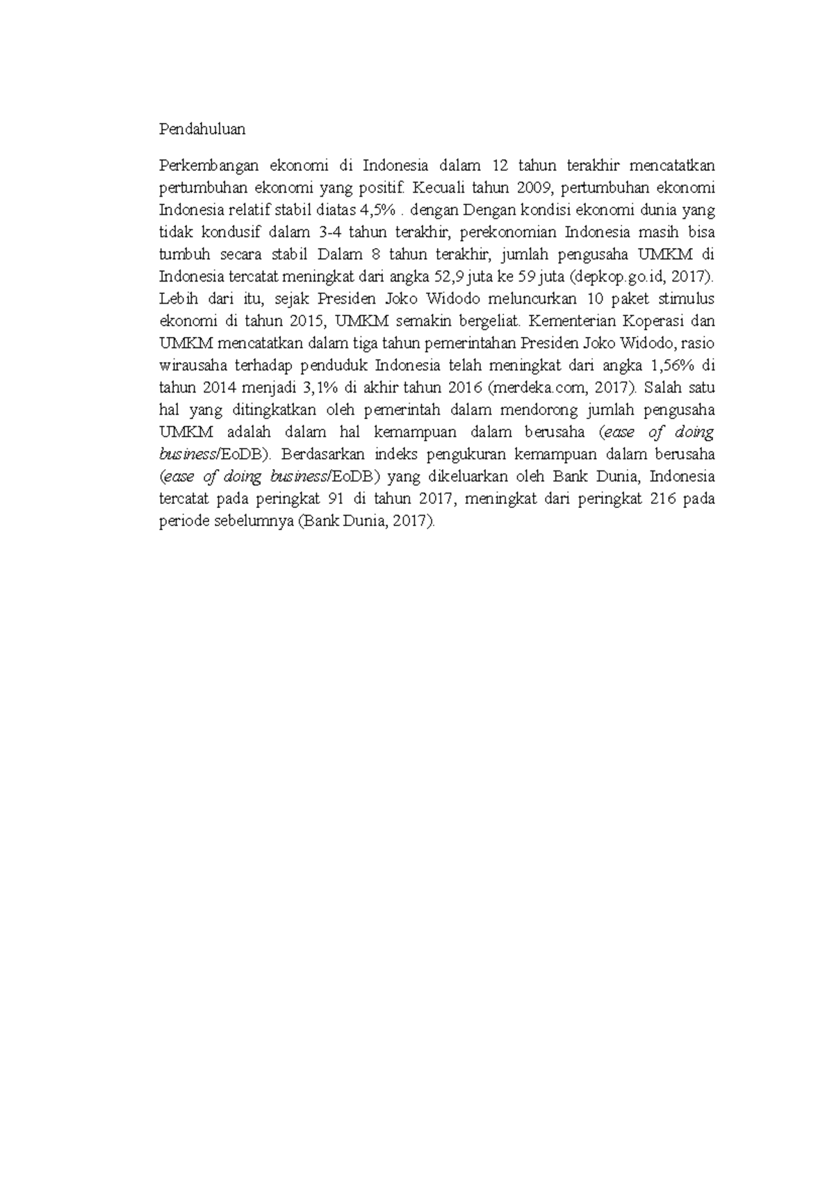 Doc3 - ocume - Pendahuluan Perkembangan ekonomi di Indonesia dalam 12 tahun terakhir mencatatkan ...