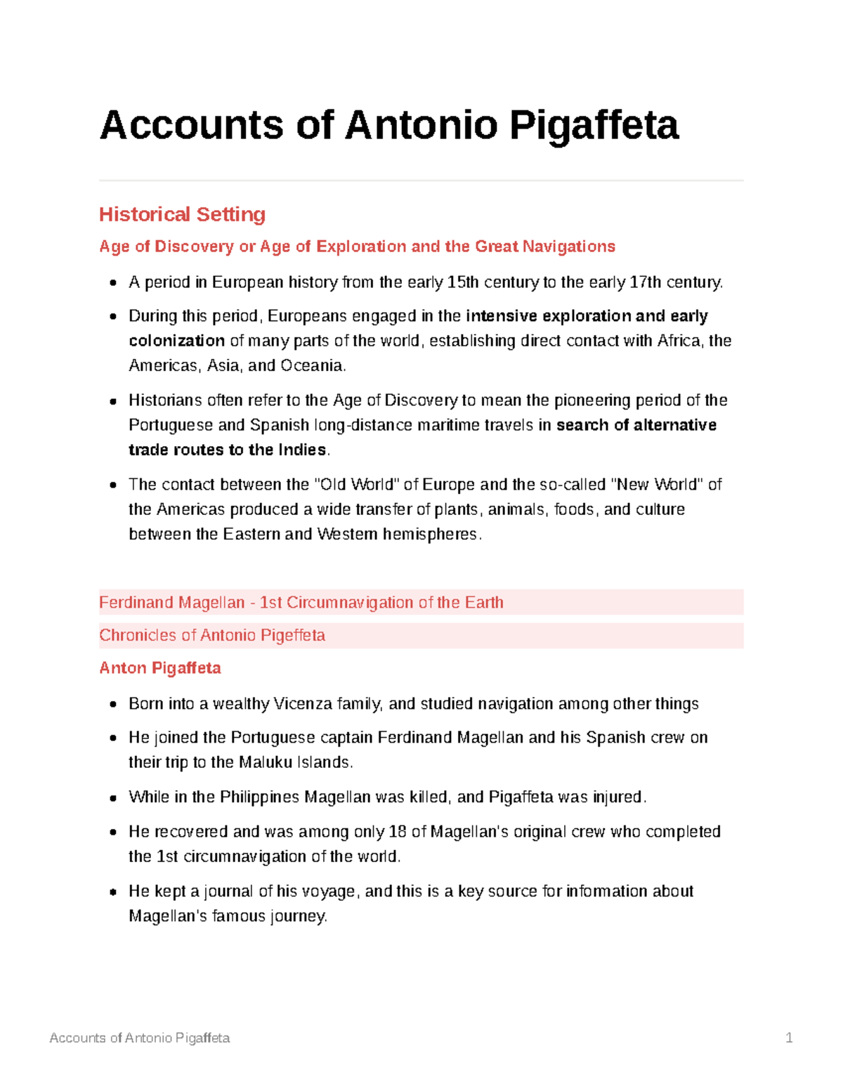Accounts of Antonio Pigaffeta - Readings in Philippine History ...