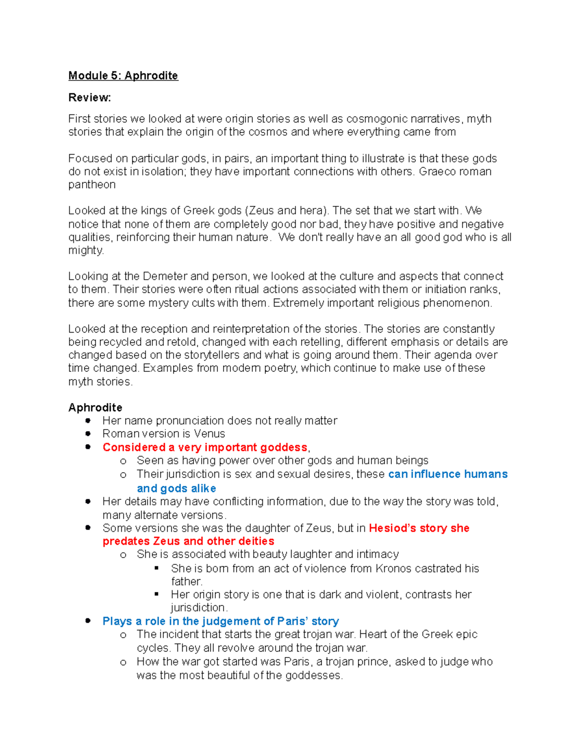 Aphrodite: Origin Power and Influence - Studocu