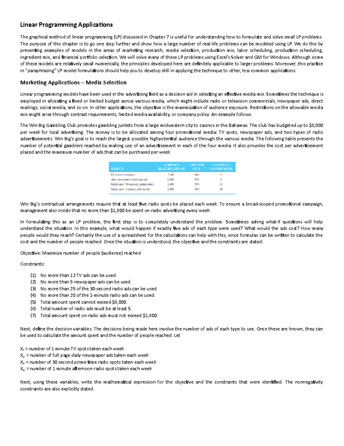 Linear Programming Applications Linear Programming Applications The Graphical Method Of Linear