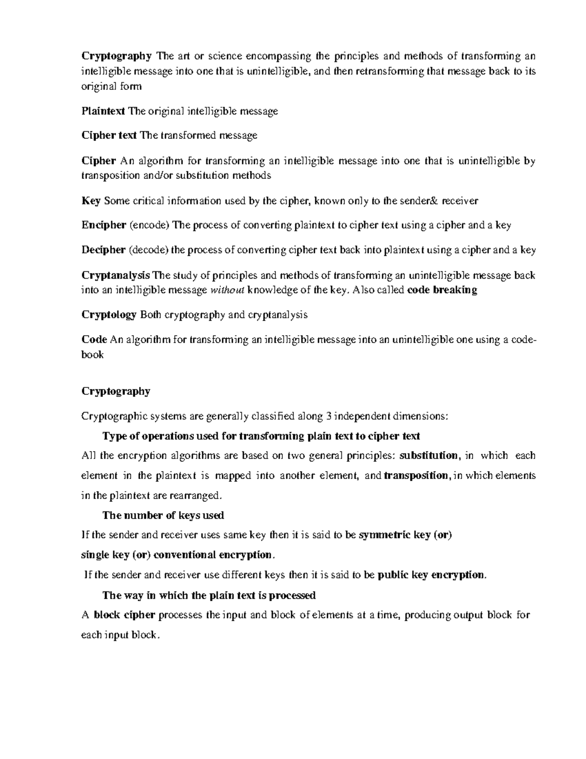 Unit2 - notes of unit 2 - Cryptography The art or science encompassing ...