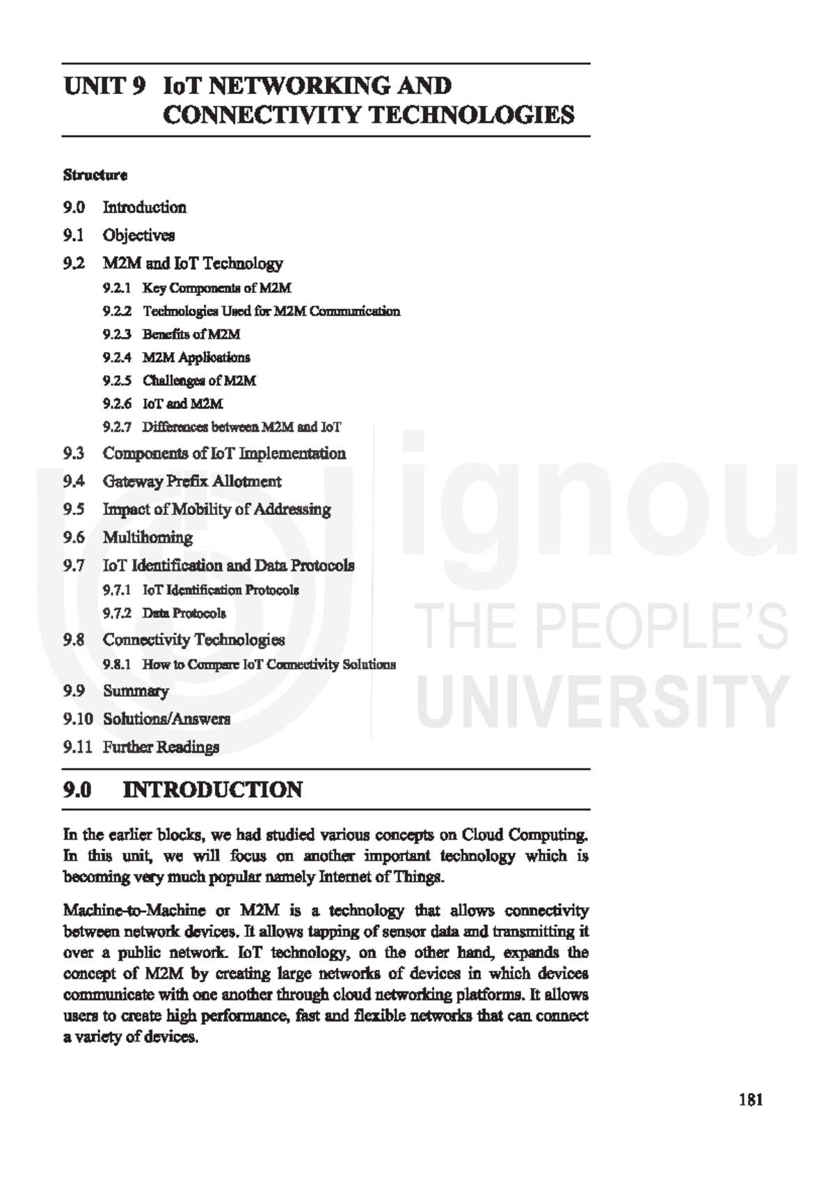 Unit-9 - Unit-9 - UNIT 9 IoT NETWORKING AND CONNECTIVITY TECHNOLOGIES Structure 9 Introduction 9 ...