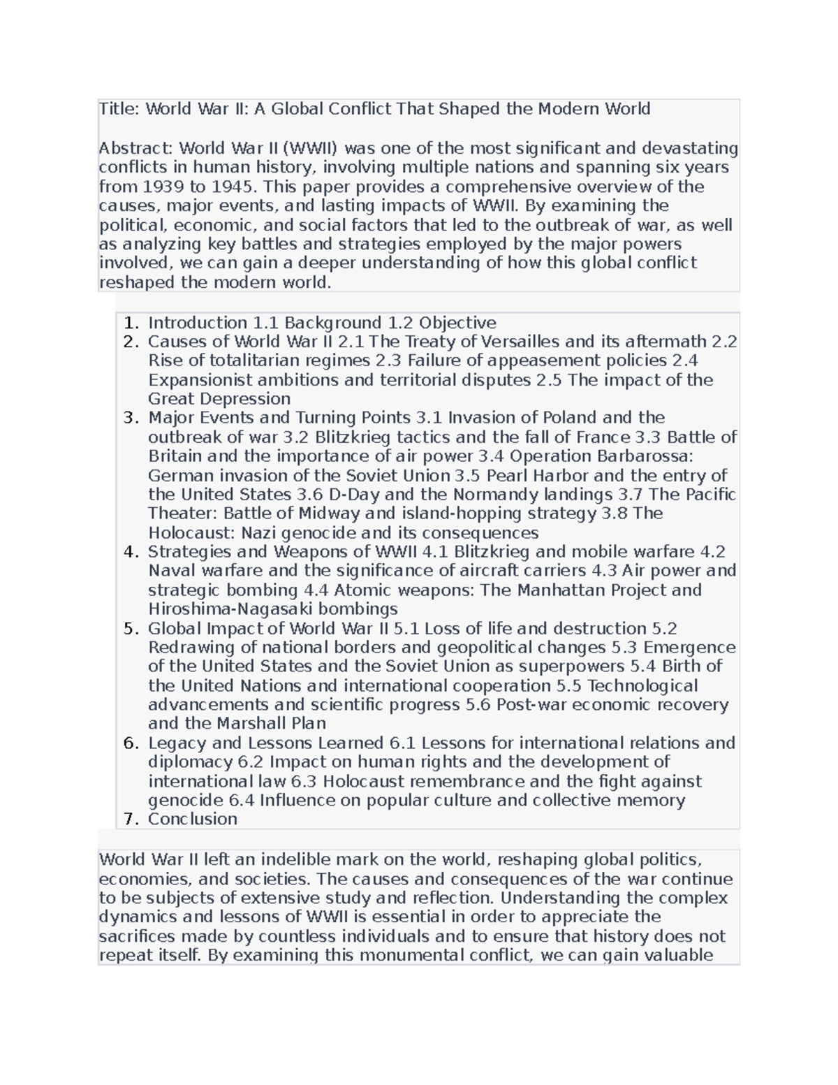 WW2 - WW2 summary - Title: World War II: A Global Conflict That Shaped ...