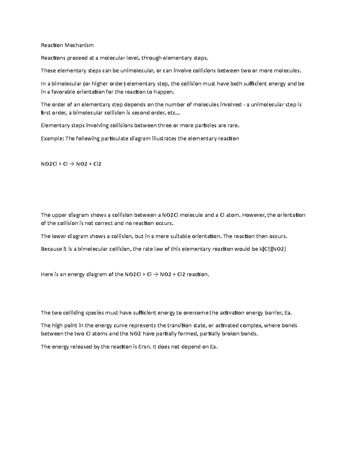 Reaction Mechanism - Lecture notes 27 - Reaction Mechanism Reactions ...