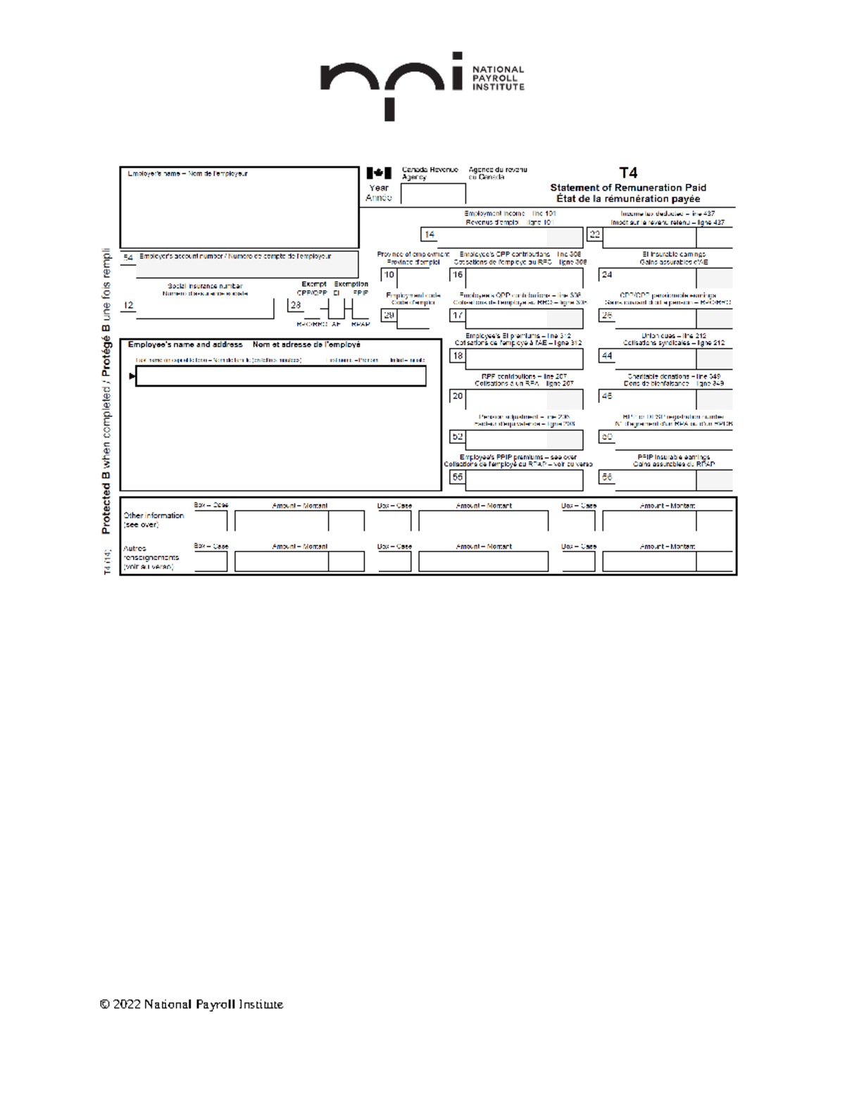 T4-sample-en - T4-sample-en - NATIONAL PAYROLL INSTITUTE Canada Revenue ...