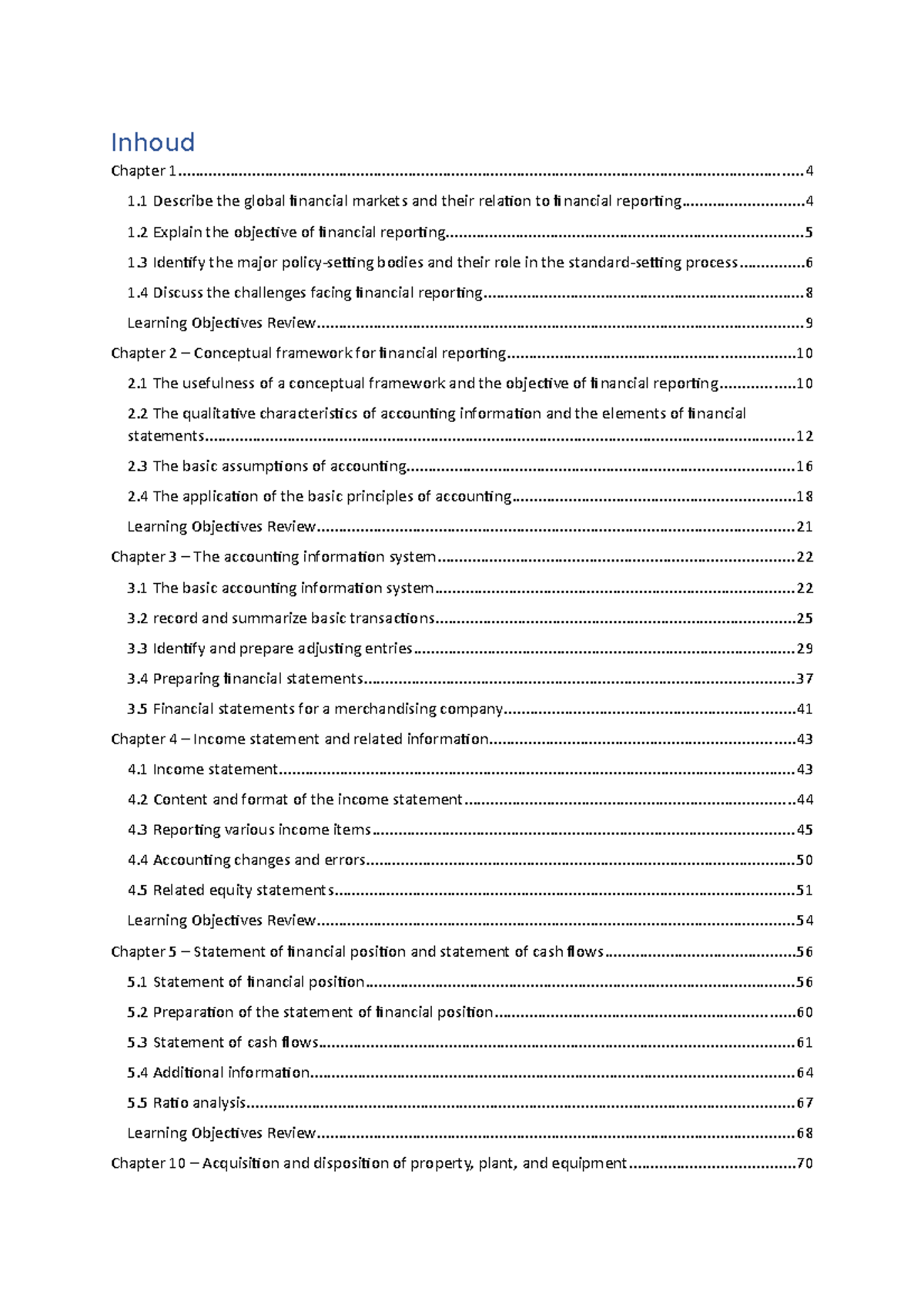 FAR - Aantekeningen boek - Inhoud Chapter - Studeersnel