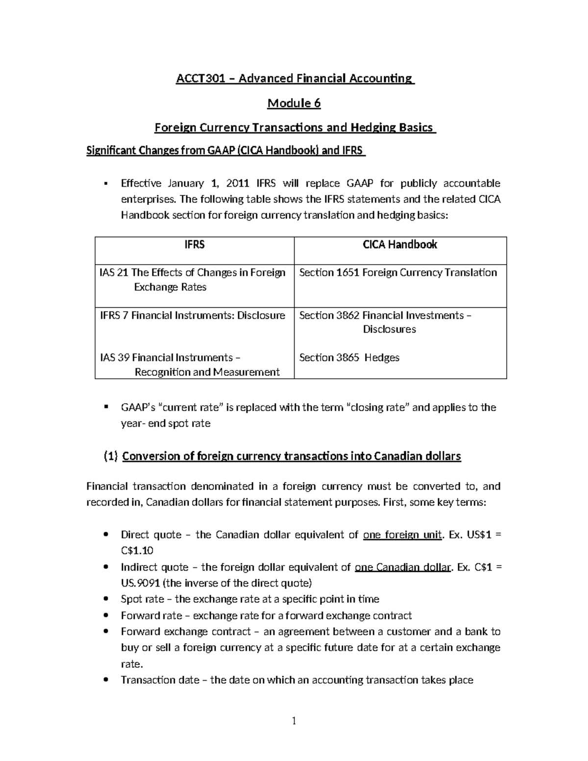 ACCT301 Module 6 Notes Jan 2011 - ACCT301 – Advanced Financial ...