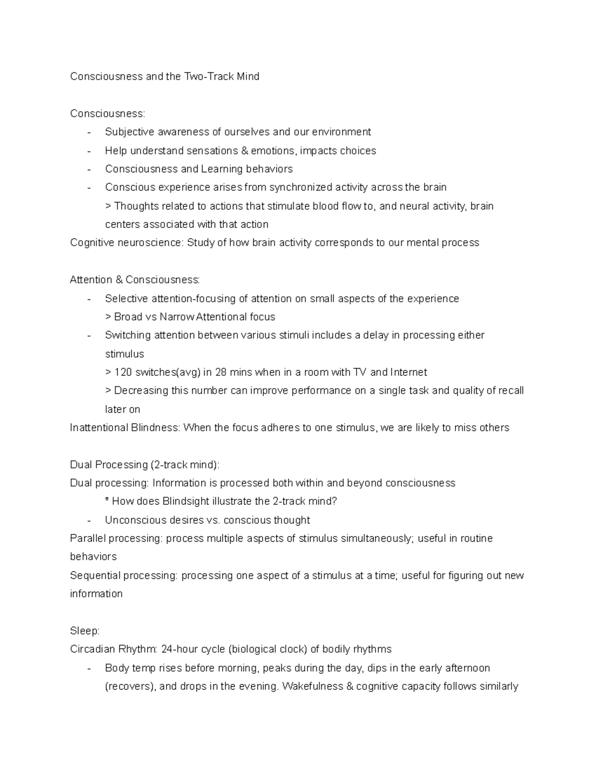 PS-110 Consciousness and the Two-track mind - Consciousness and the Two ...