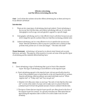 Entertainment Speech Outline - Brandon O’Malley Entertainment Speech ...