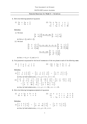 Tutorial Worksheet 7 - The University of Sydney MATH1002 Linear Algebra January Intensive ...