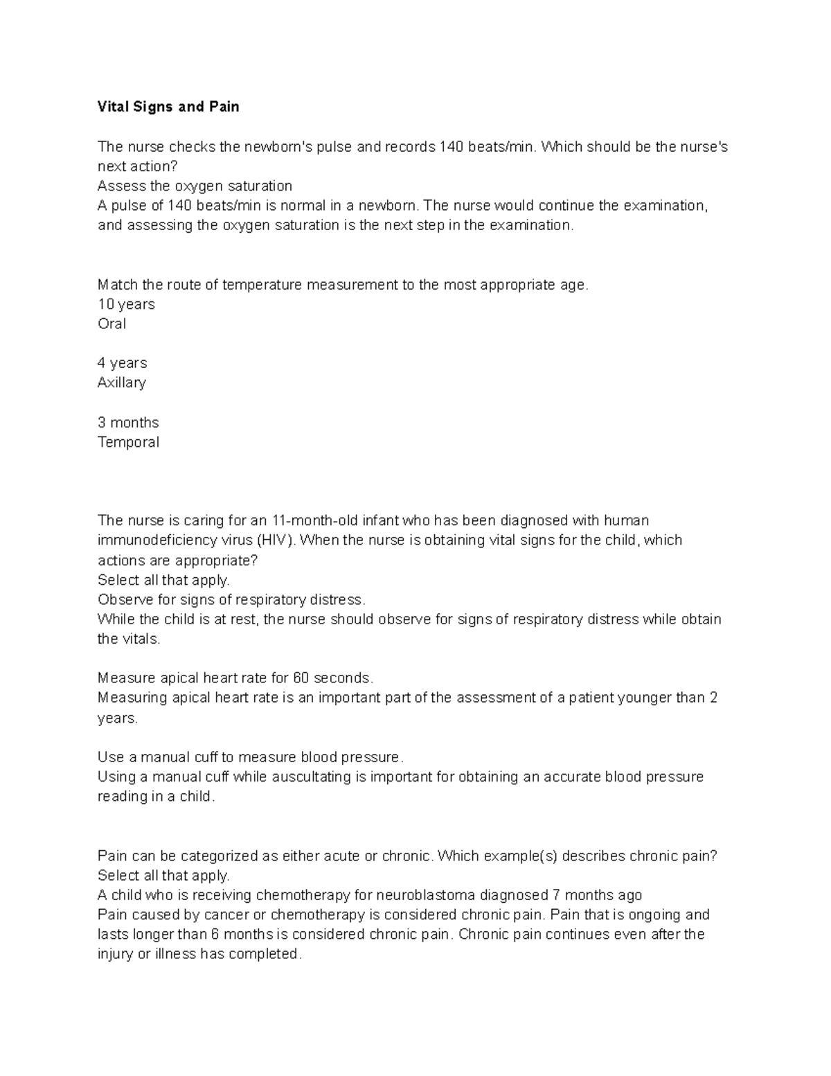 Vital Signs and Pain - Notes and questions from text book. - Vital ...