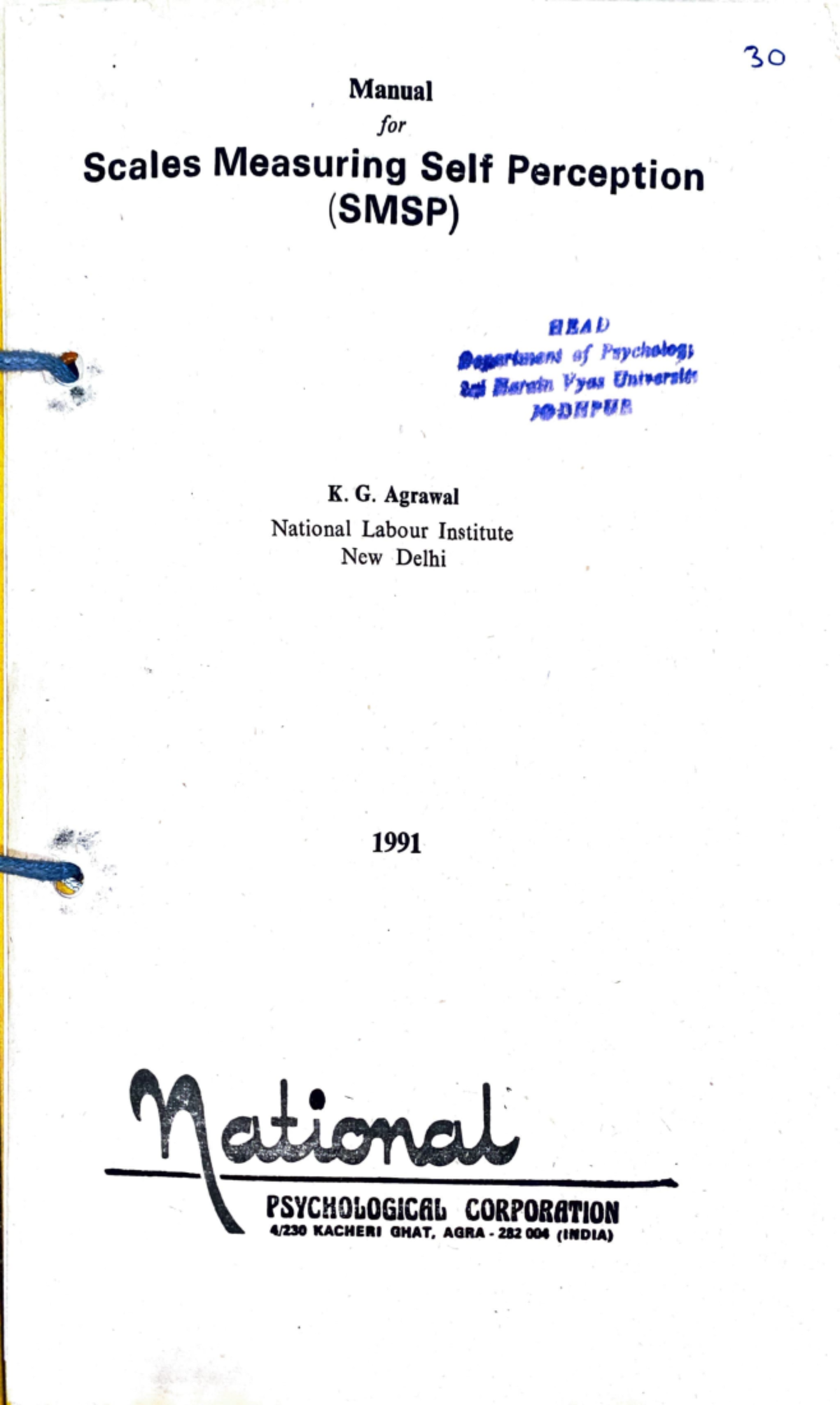 SMSP manual - Manual for Scales Measuring Self Perception (SMSP