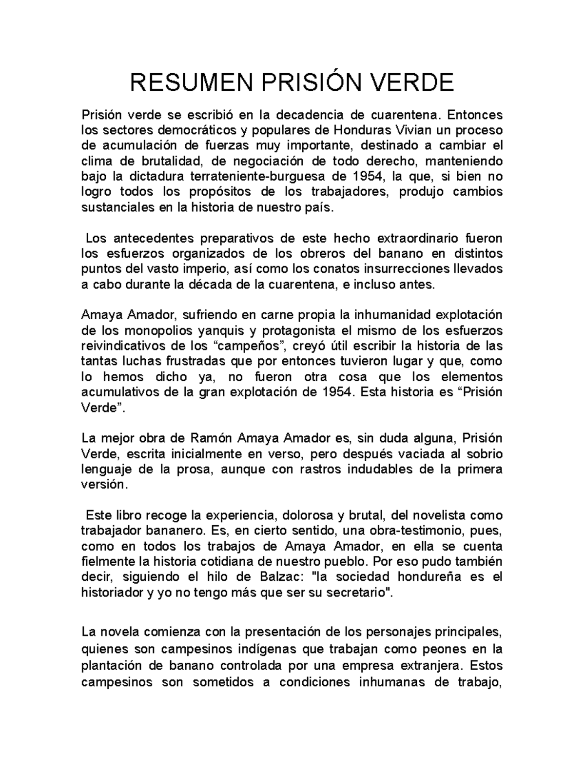 Resumen prisión verde - RESUMEN PRISIÓN VERDE Prisión verde se escribió ...