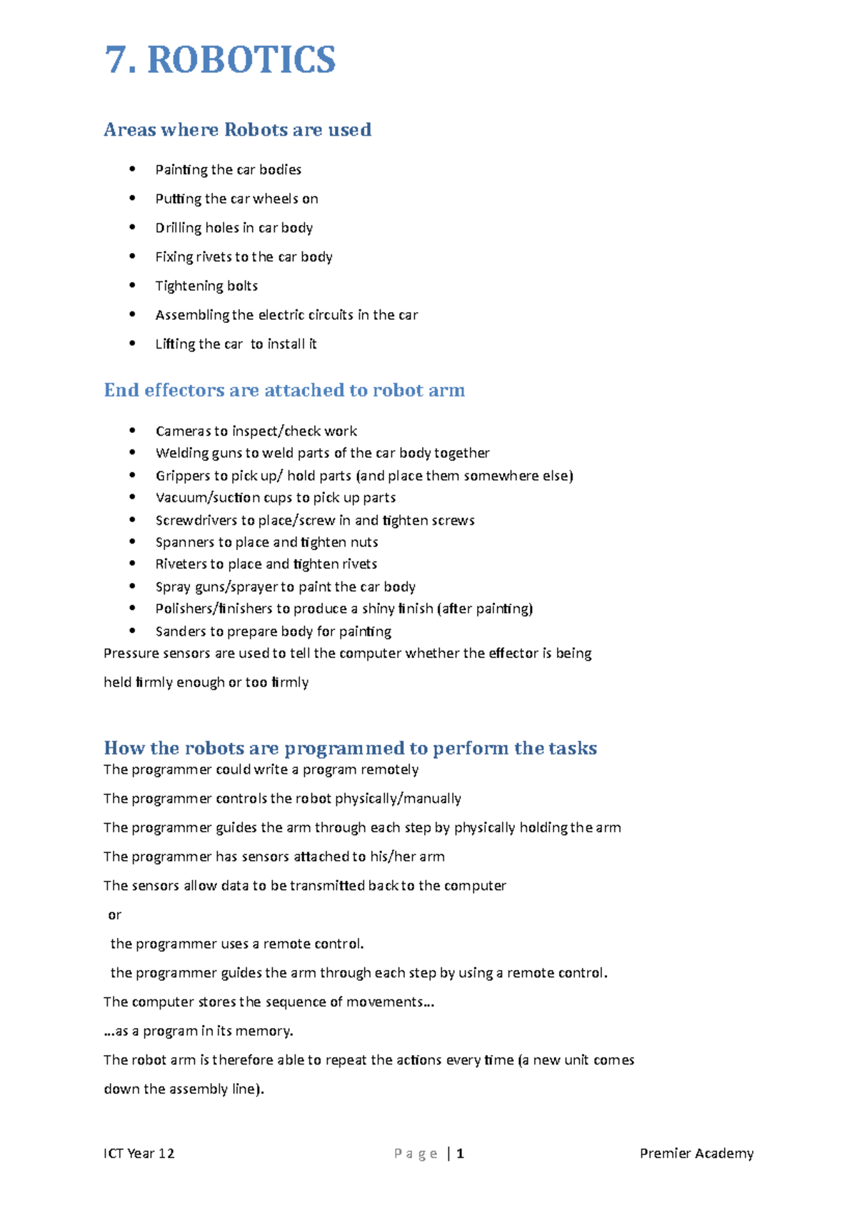 Robotics software types working from home - 7. ROBOTICS Areas where ...