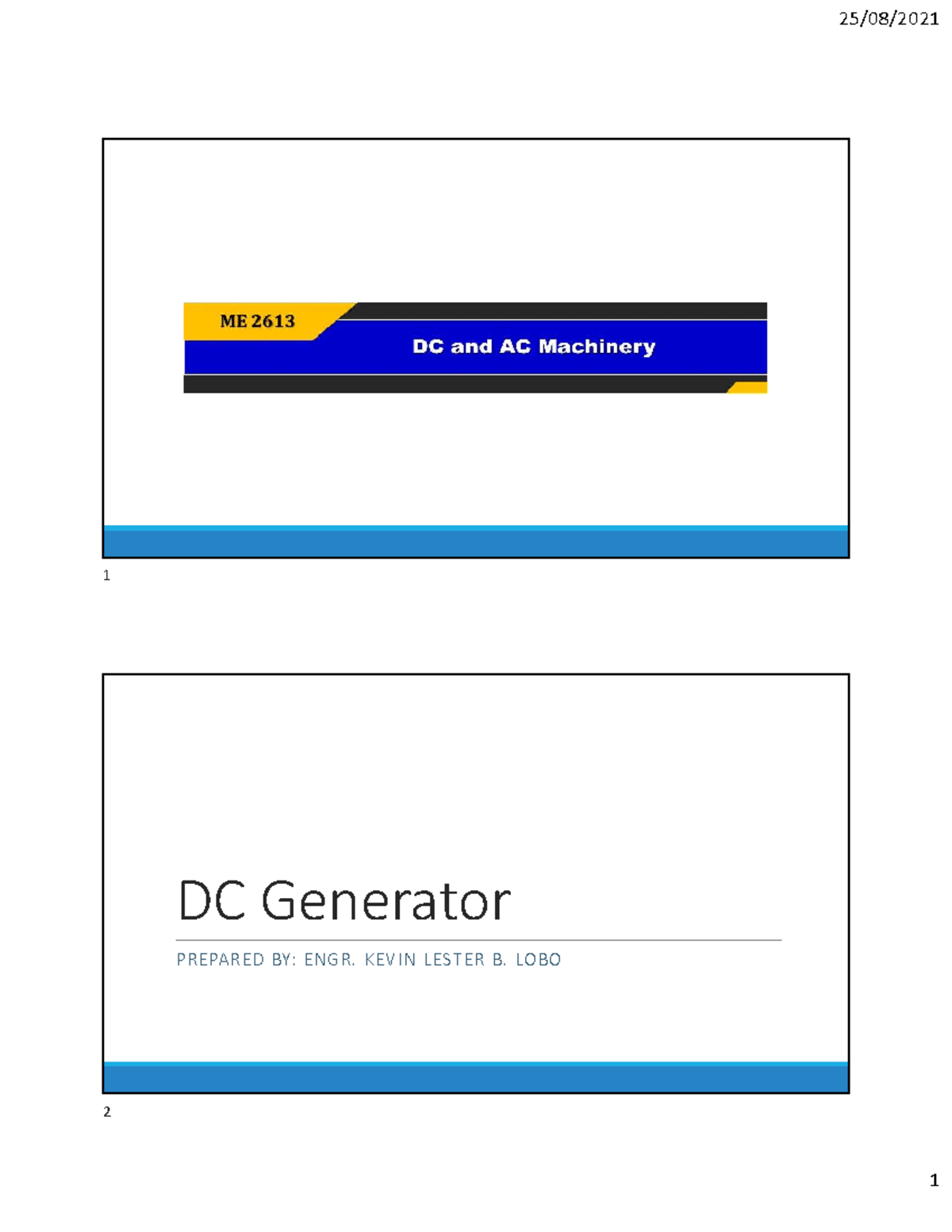 DC Generators for Mechanical Engineering Reviewer - DC Generator PREPARED BY: ENGR. KEVIN LESTER ...