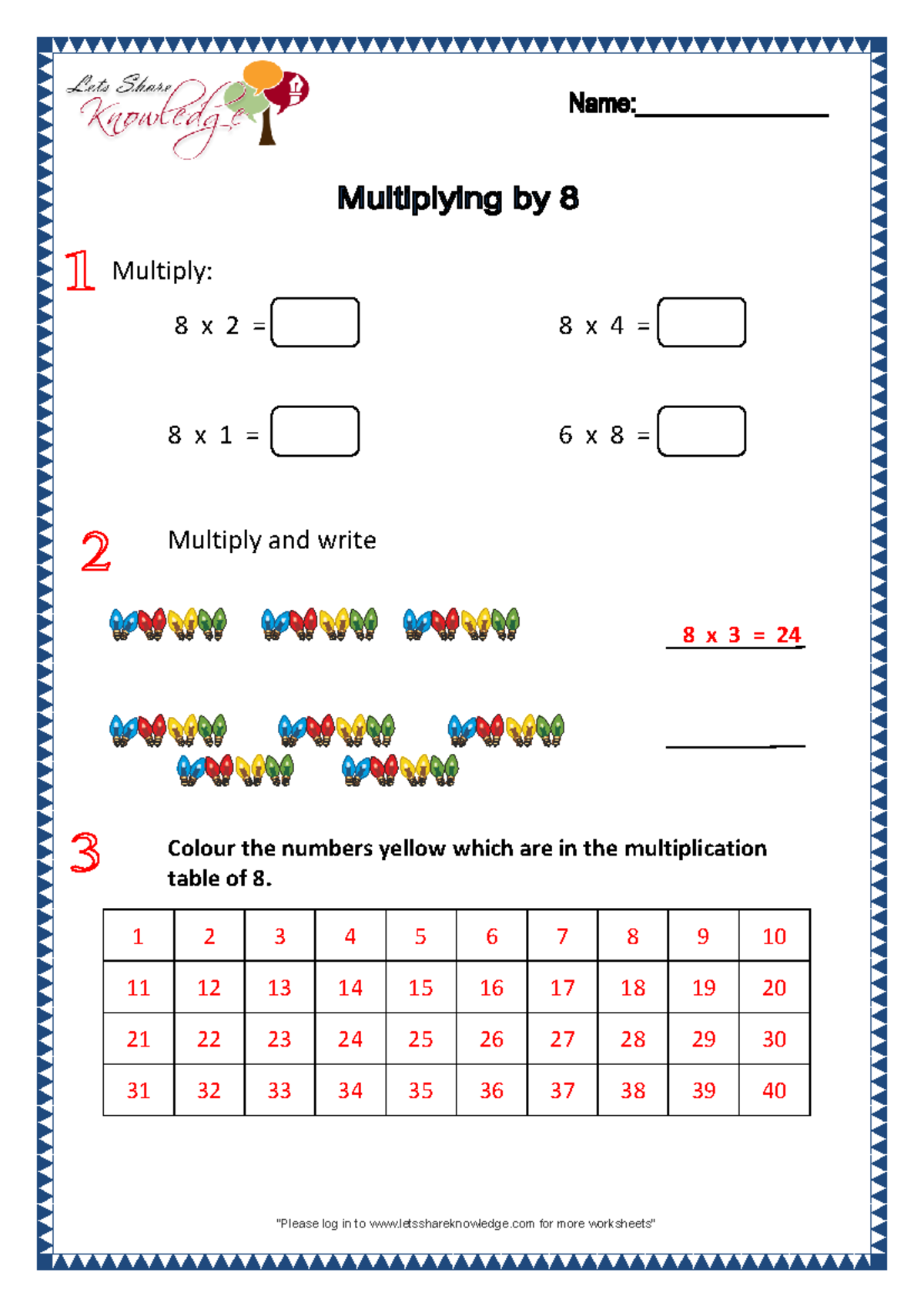 Multiplying-by-8 - Math preaper - Multiply: 8 x 2 = 8 x 4 = 8 x 1 = 6 x ...