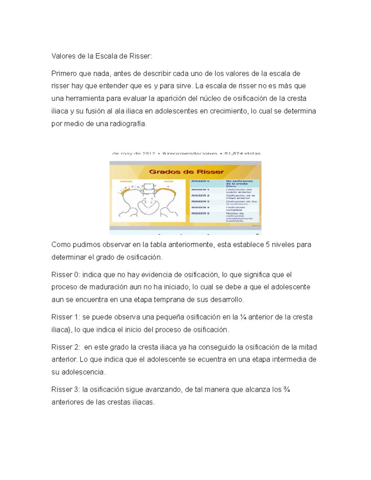 Escala de Risser - Valores de la Escala de Risser: Primero que nada ...