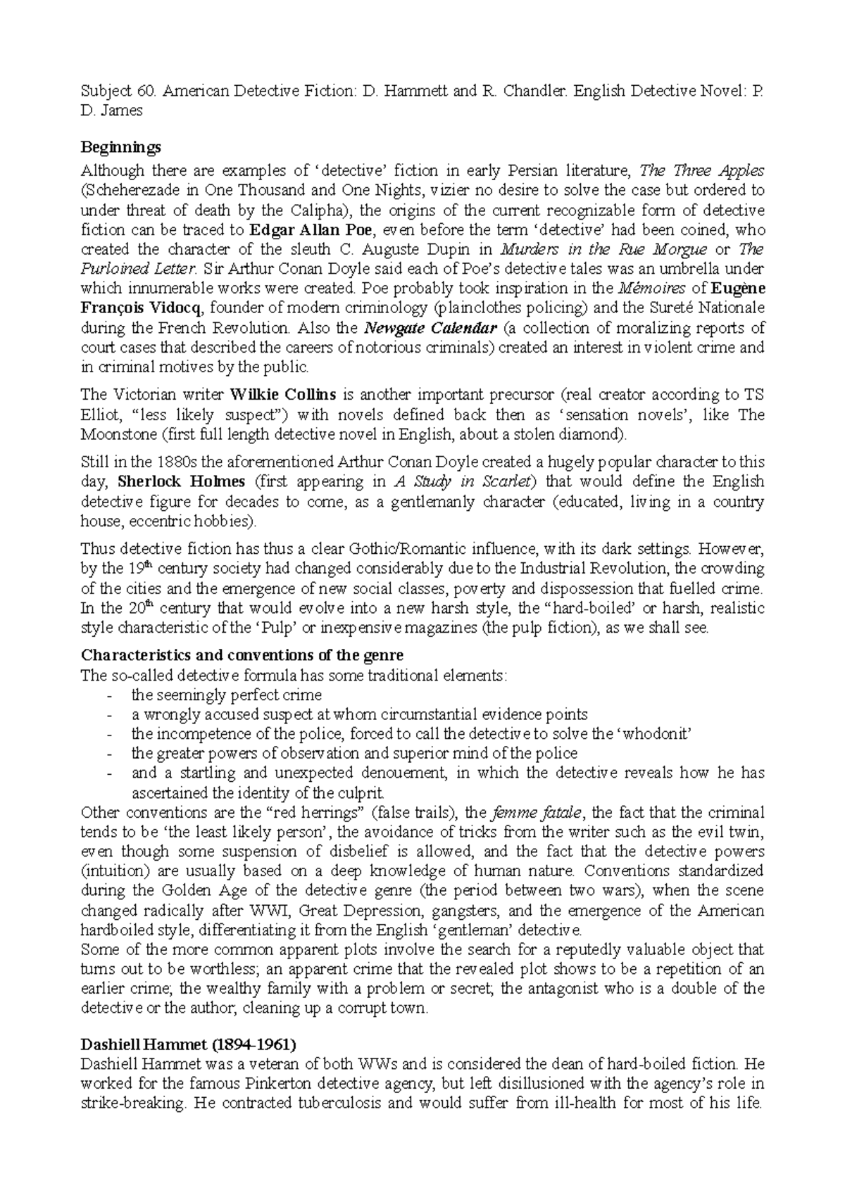 Resumen Tema 60 Oposiciones Secundaria Inglés American Detective ...