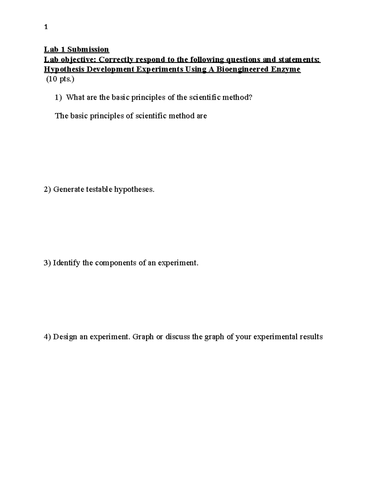 Lab practice questions - 1 Lab 1 Submission Lab objective: Correctly ...