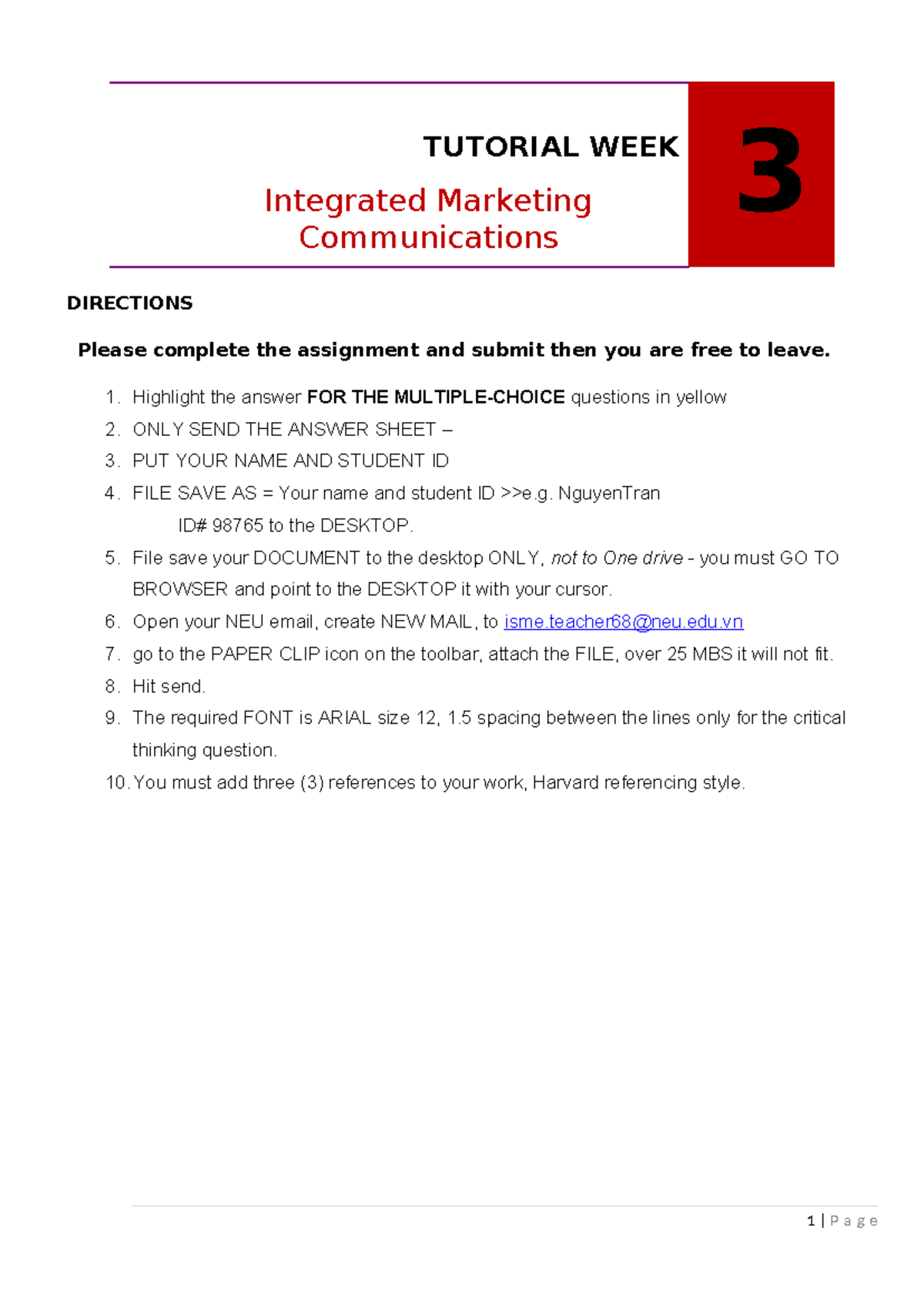 3 buyer behaviour Student COPY - TUTORIAL WEEK Integrated Marketing Communications 3 ...