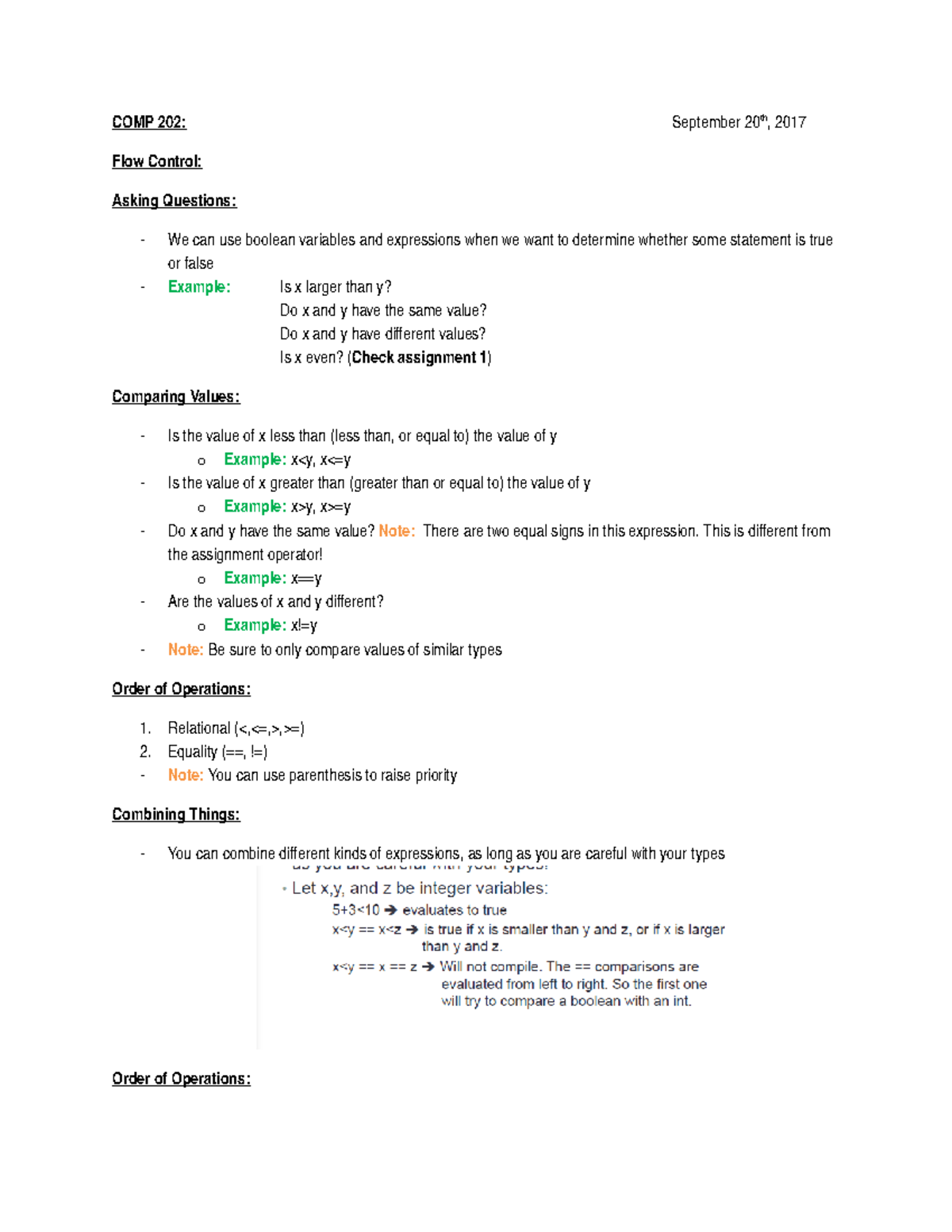 COMP 202 - Lecture 7 Notes - COMP 202: September 20th, 2017 Flow ...