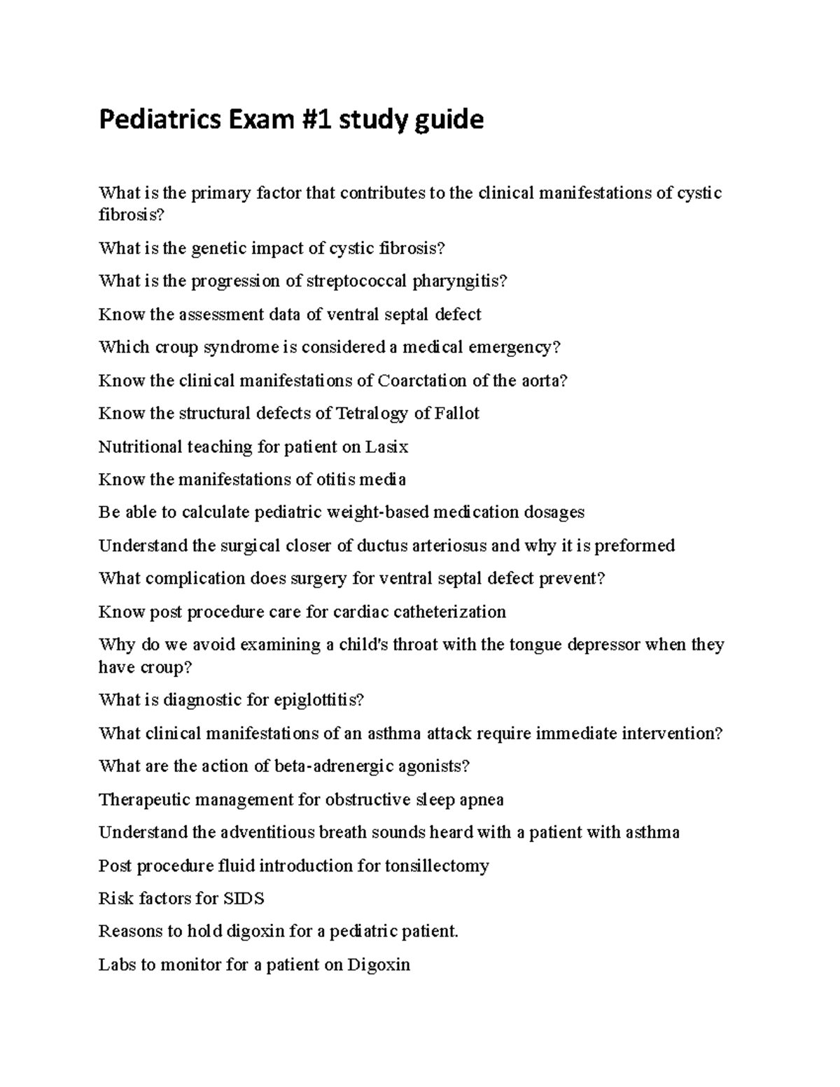 Pediatrics Study Guide EXAM 1 - Pediatrics Exam #1 study guide What is ...