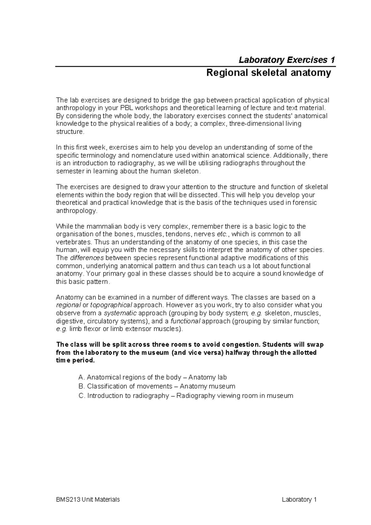 Lab Manual - BMS213 Unit Materials Laboratory 1 Laboratory Exercises 1 ...