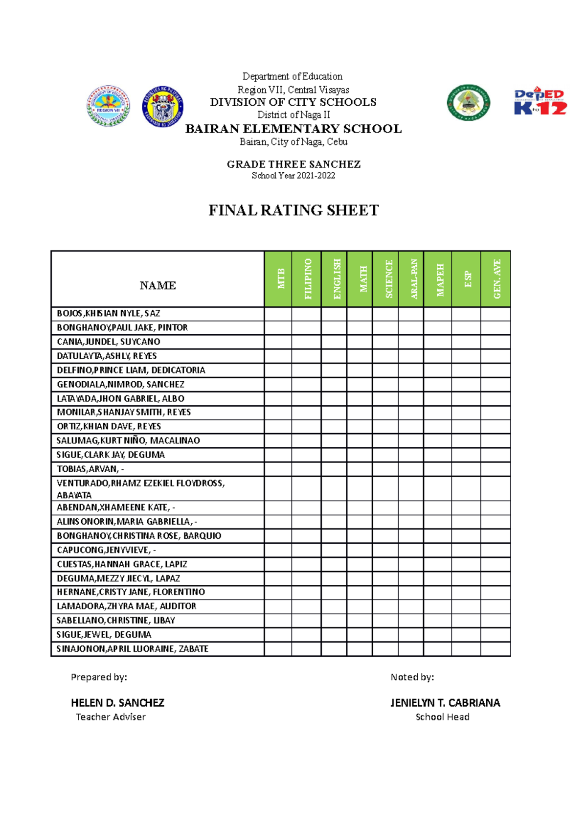 Final Rating Sheet - SCHOOL FORMS - Department of Education Region VII ...