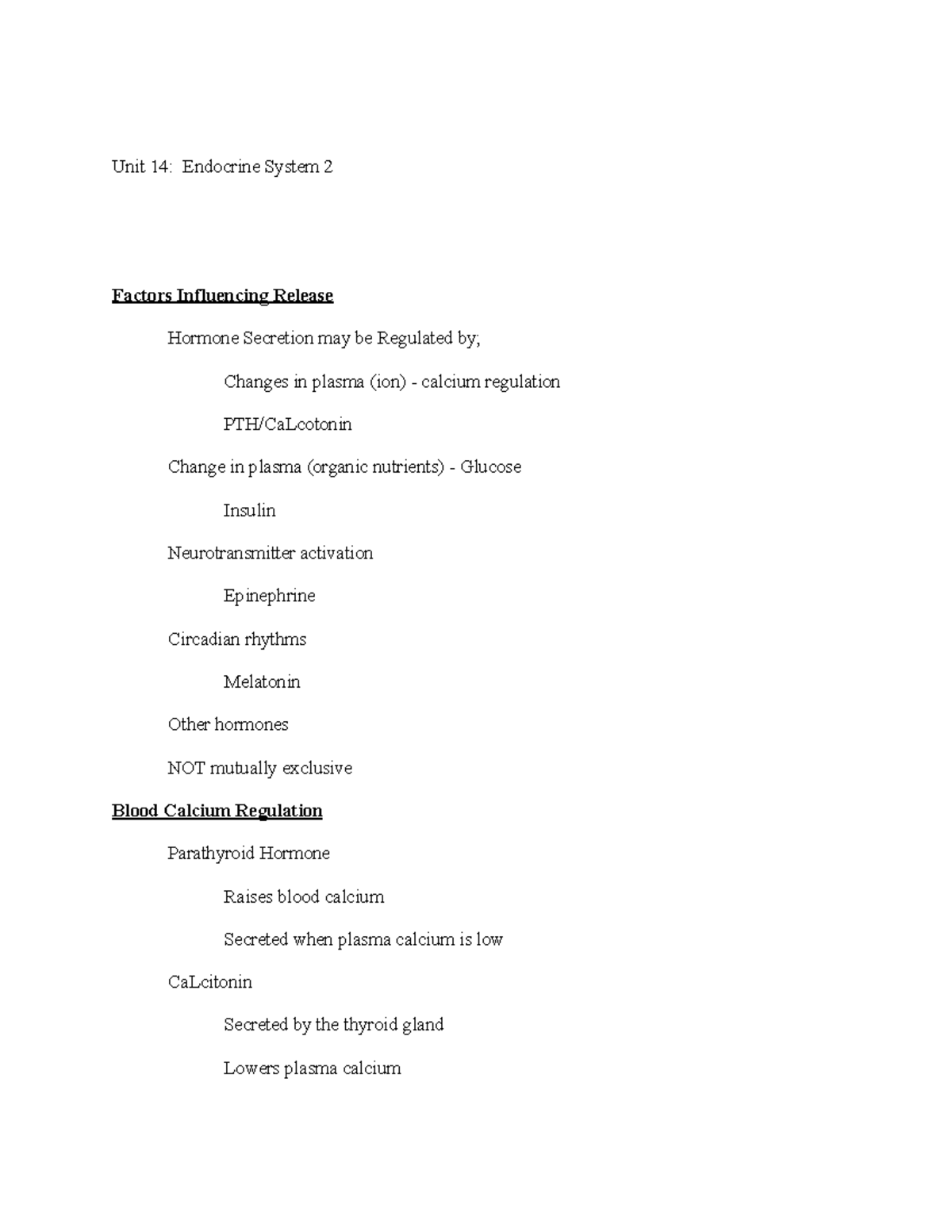Unit 14 Hormones 2 - Plain - Ruby Gonzalez Unit 14: Endocrine System 2 ...