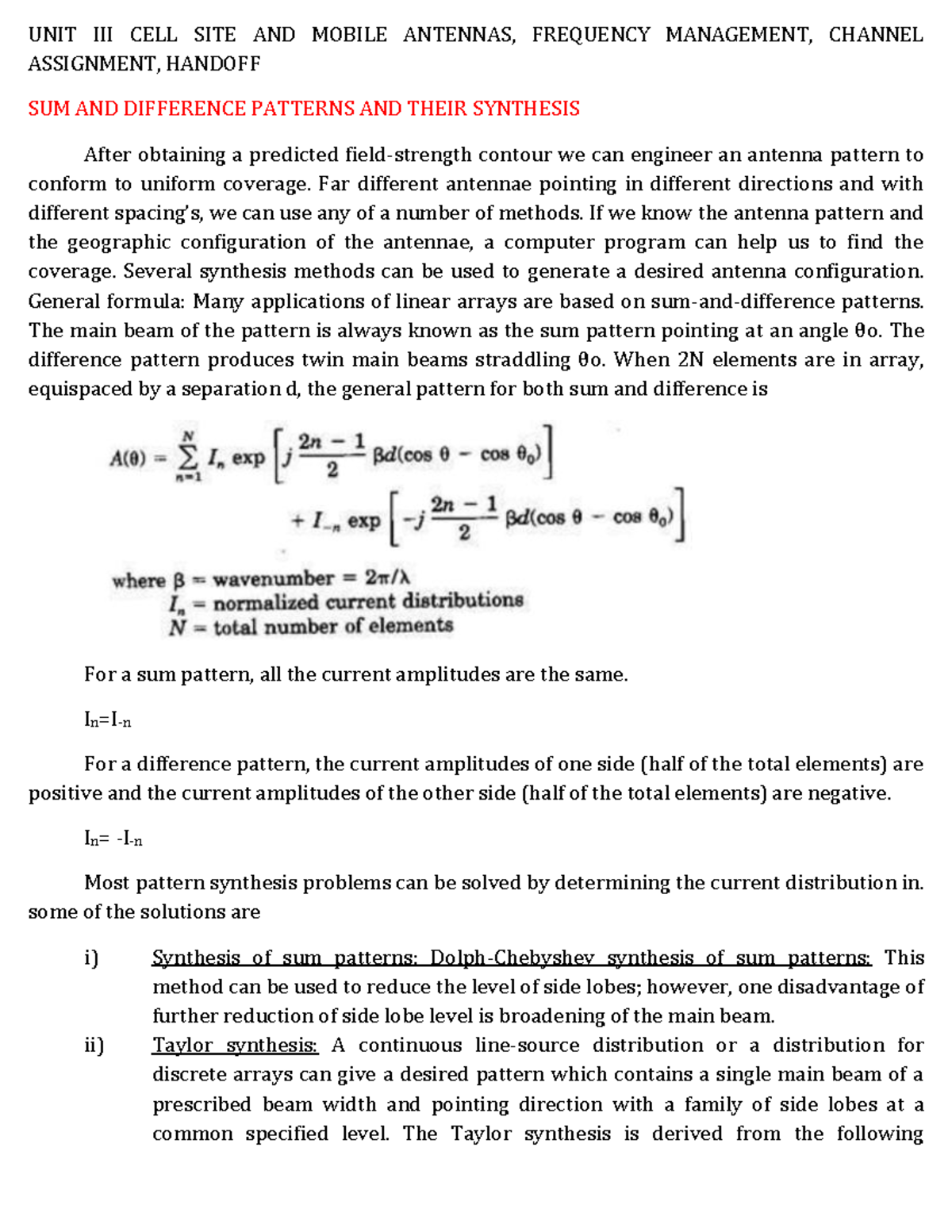 UNIT I CELLULAR MOBILE RADIO SYSTEMS AND ELEMENTS OF CELLULAR RADIO ...
