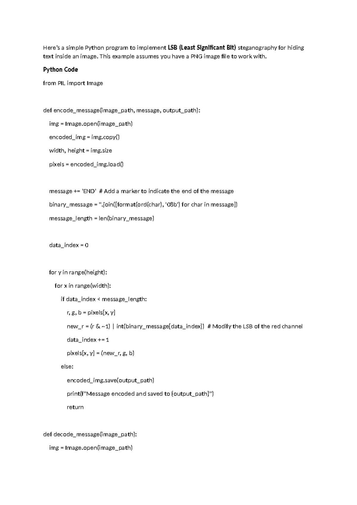 LSB - A concept in cybersecurity - Here’s a simple Python program to ...
